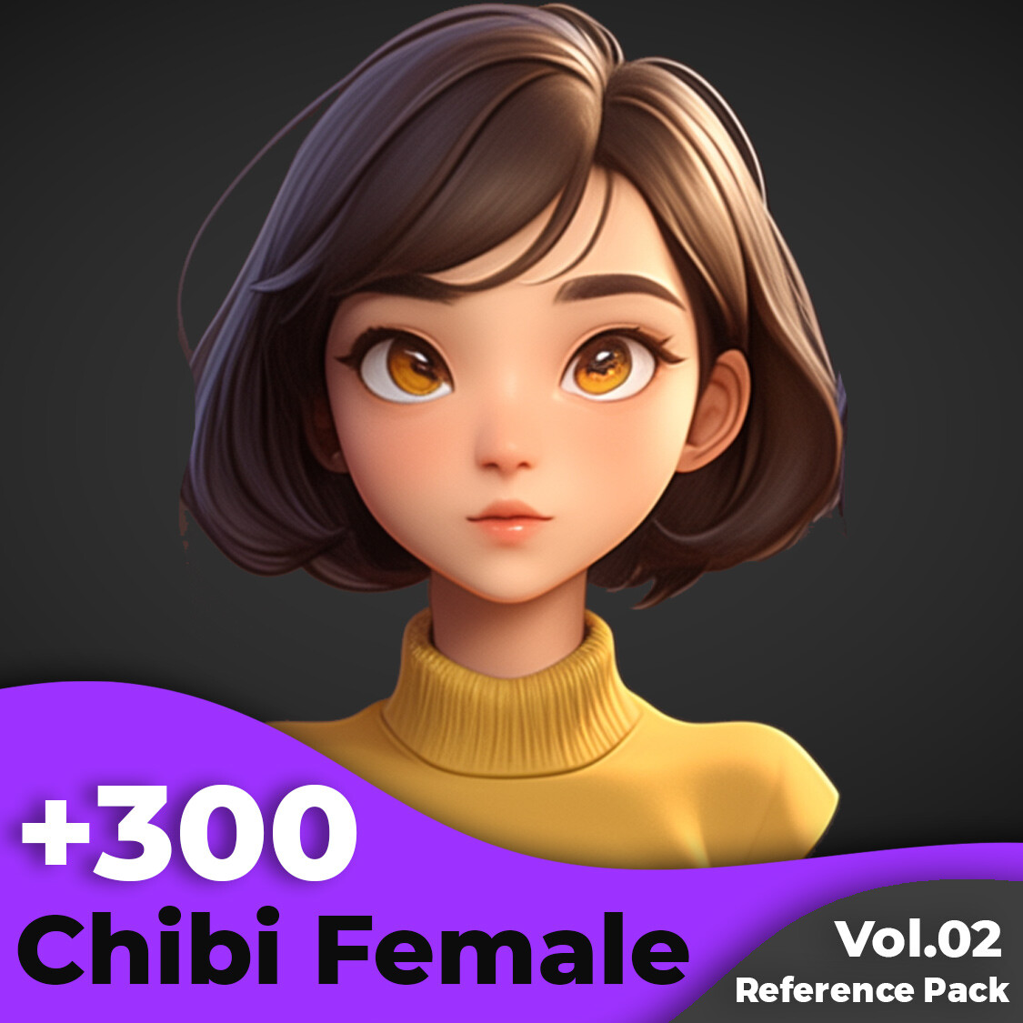 3D Head Sculpt References in 4K - Tika Art - +300 Chibi Female Head ...