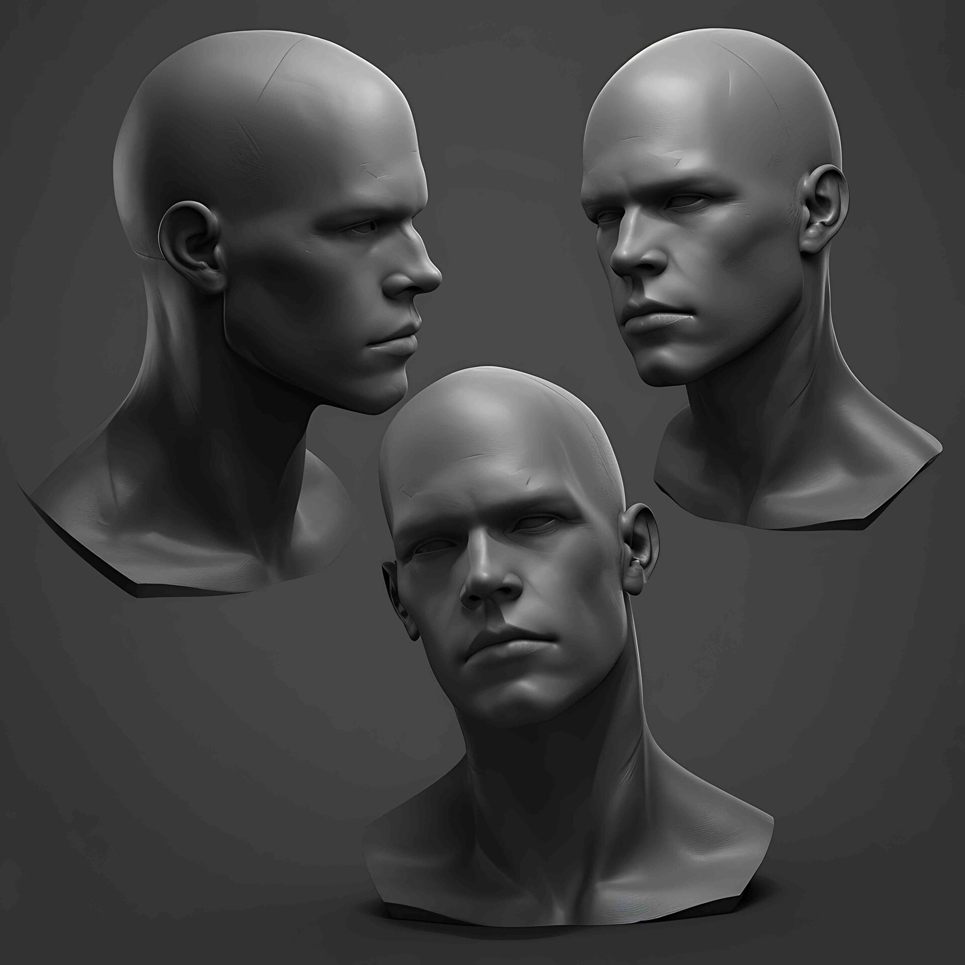 3D Head Sculpt References in 4K - Tika Art - +350 Raw Male Body Parts ...