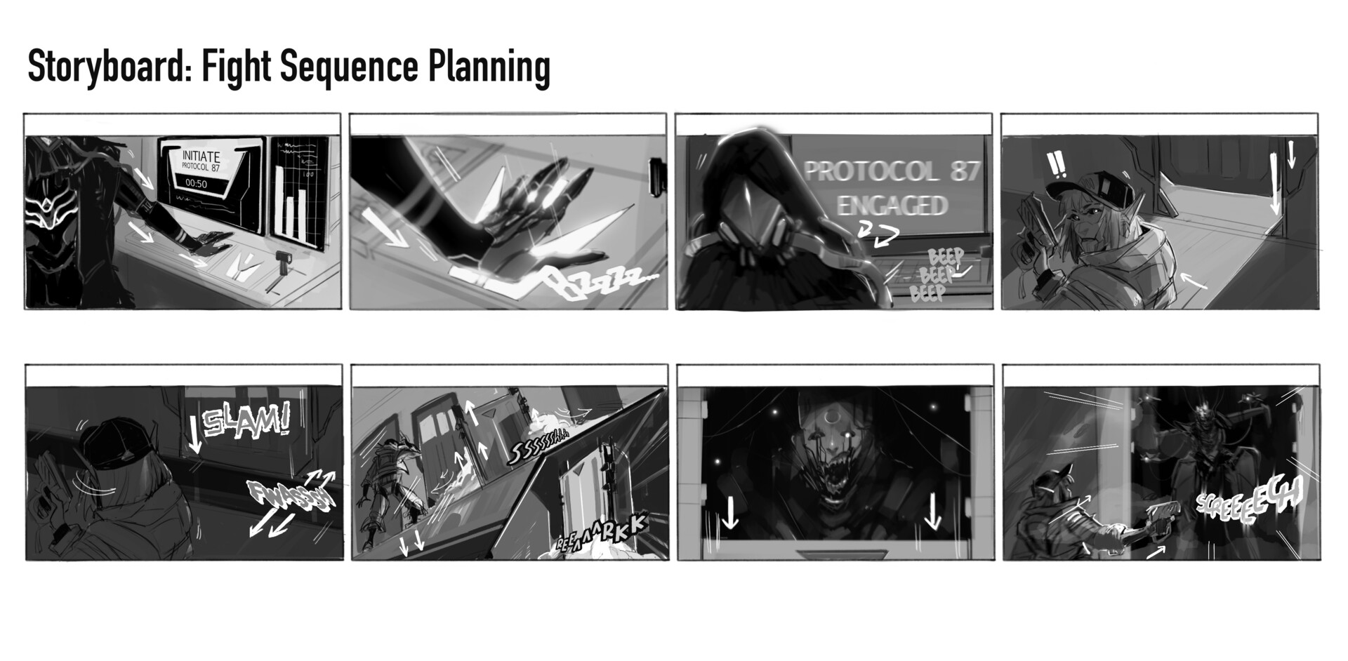 ArtStation - Storyboard: RESET Boss Fight Squence