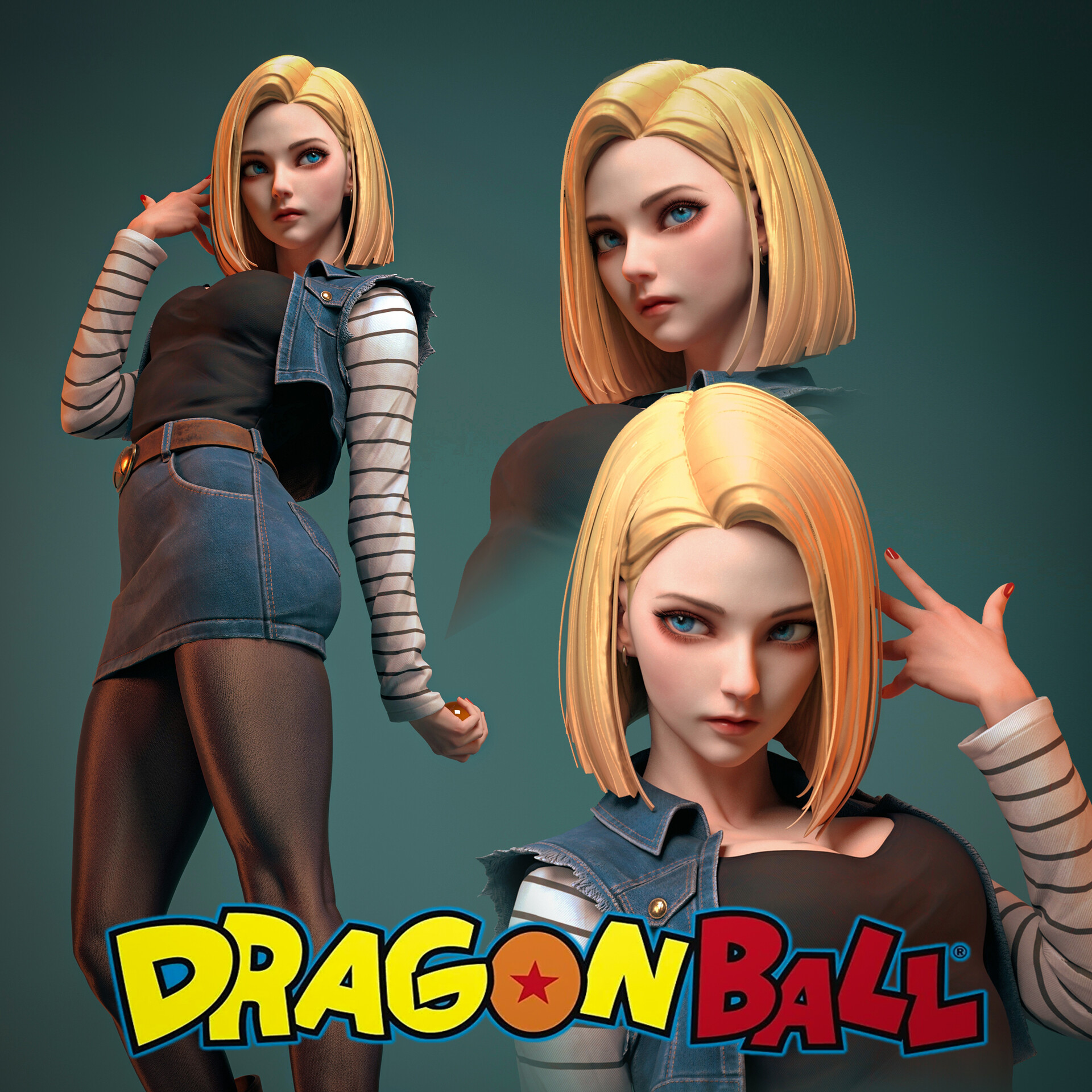 ArtStation - Android18# 3D sketch - DragonBall Fan Art