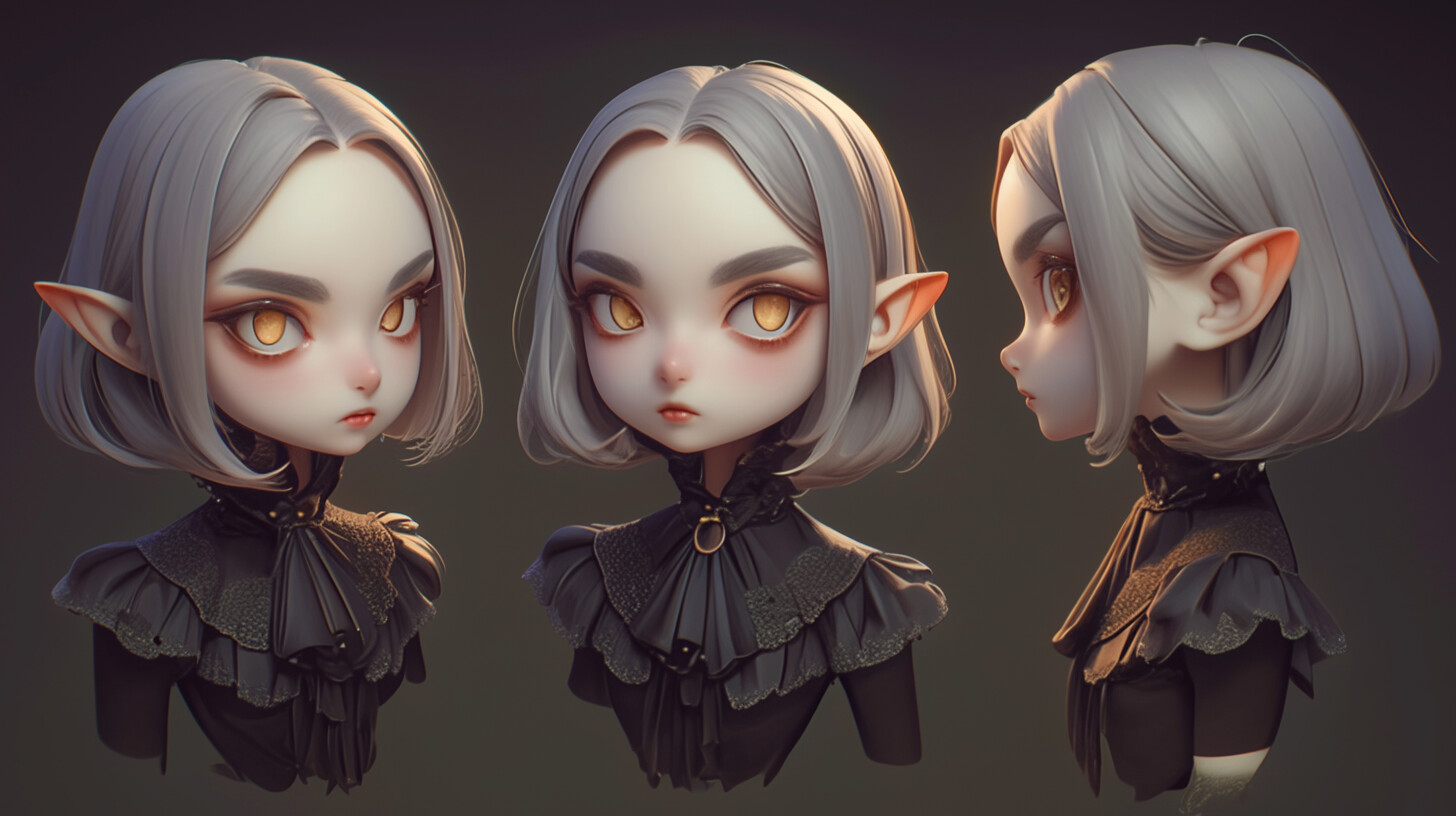 3D Head Sculpt References in 4K - Tika Art - +300 Chibi Witch Female ...