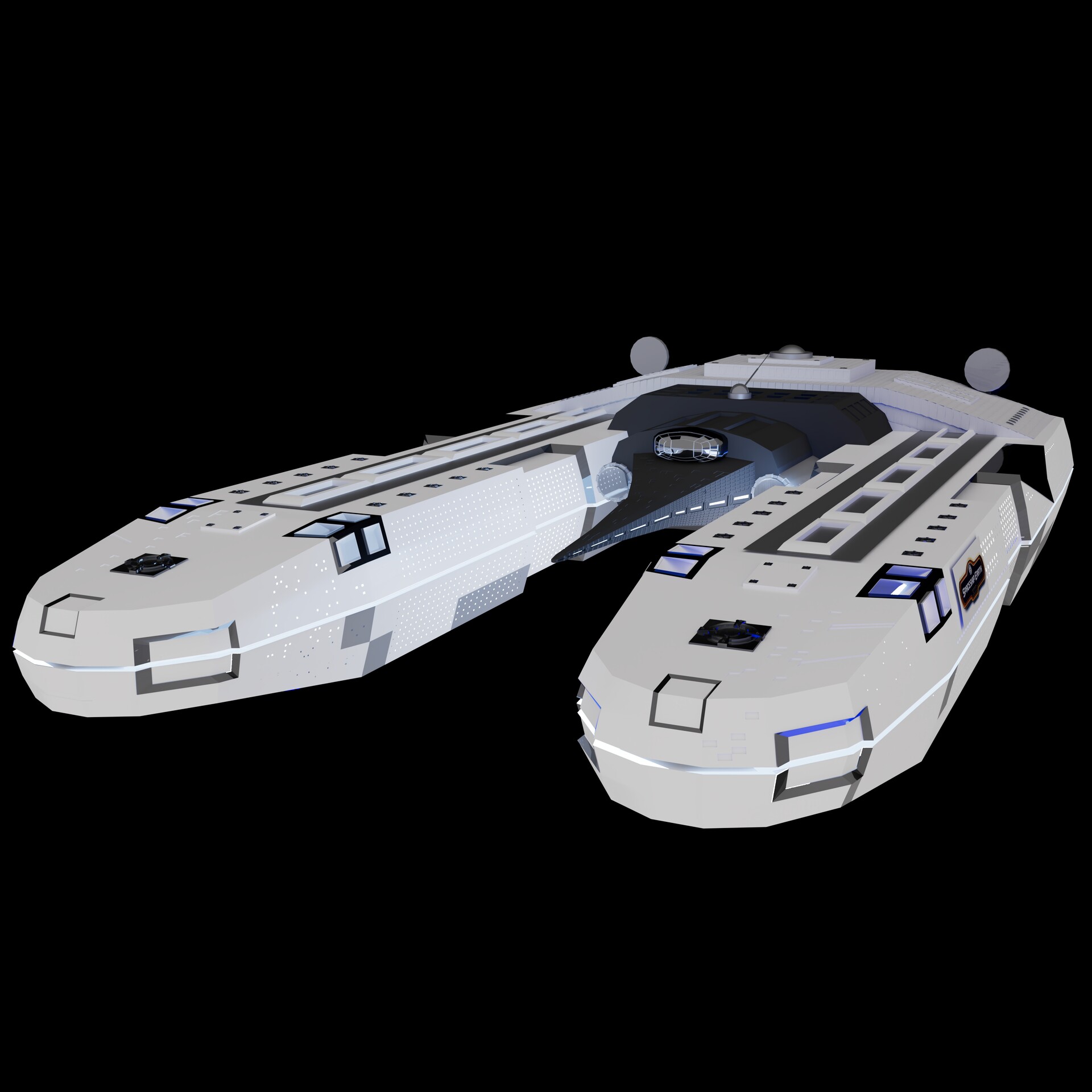 ArtStation - Concept 3D model of futuristic Space Ship.
