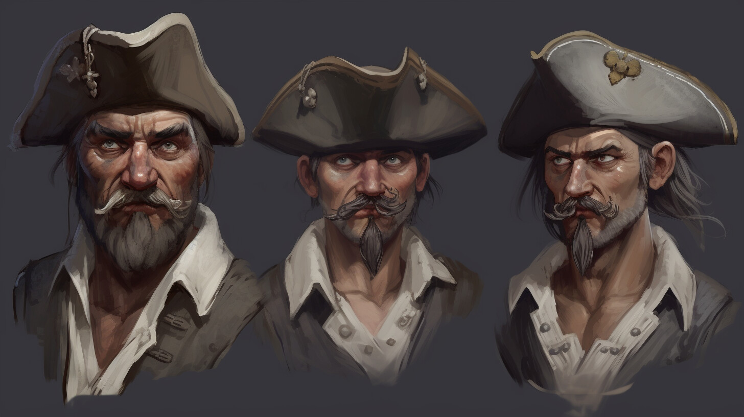 Concept Art - +300 Pirate Male Facial Expressions Sketch Reference ...