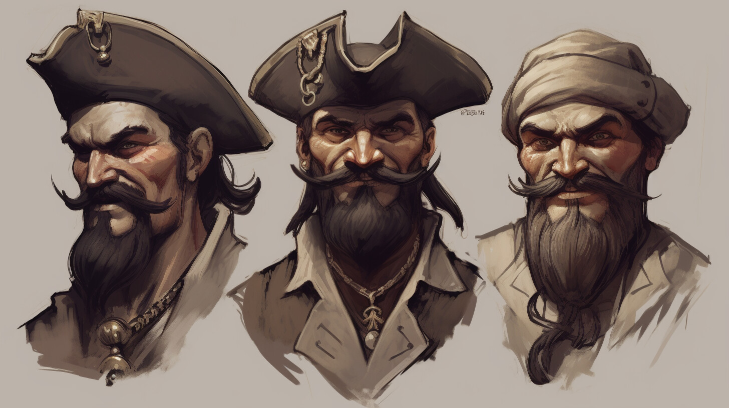 Concept Art - +300 Pirate Male Facial Expressions Sketch Reference ...