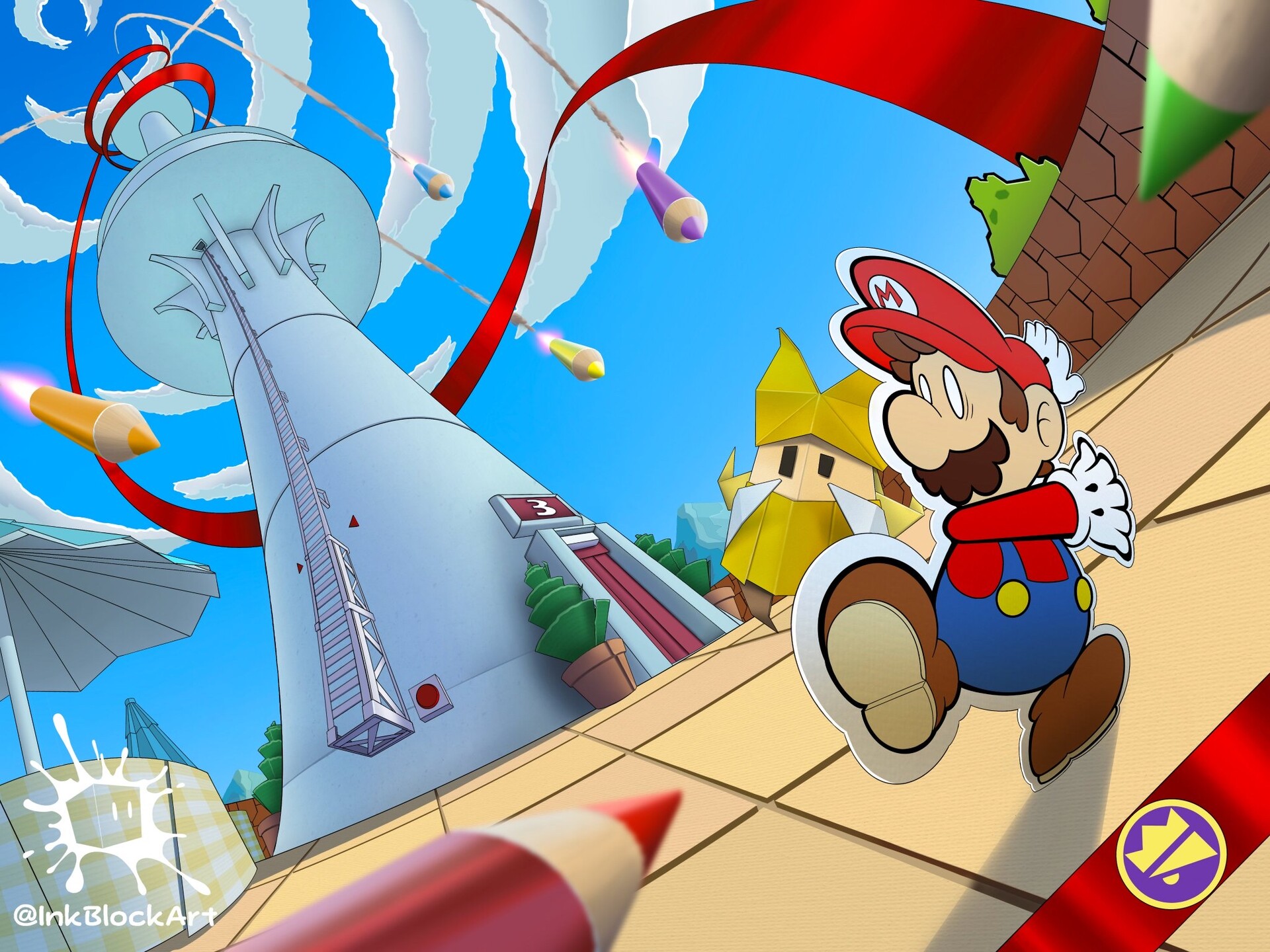 InkBlockArt - Paper Mario: Origami King Red Streamer