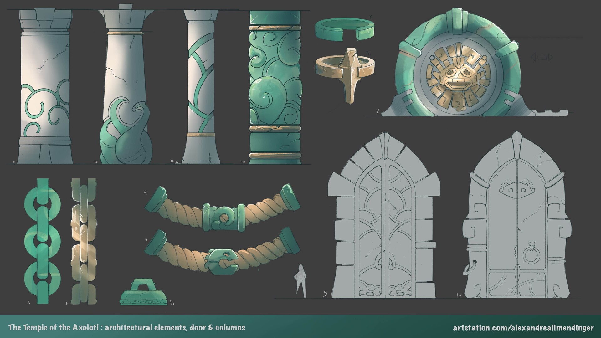 ArtStation - Axolotl Temple, Part 3 Props & Architectural elements