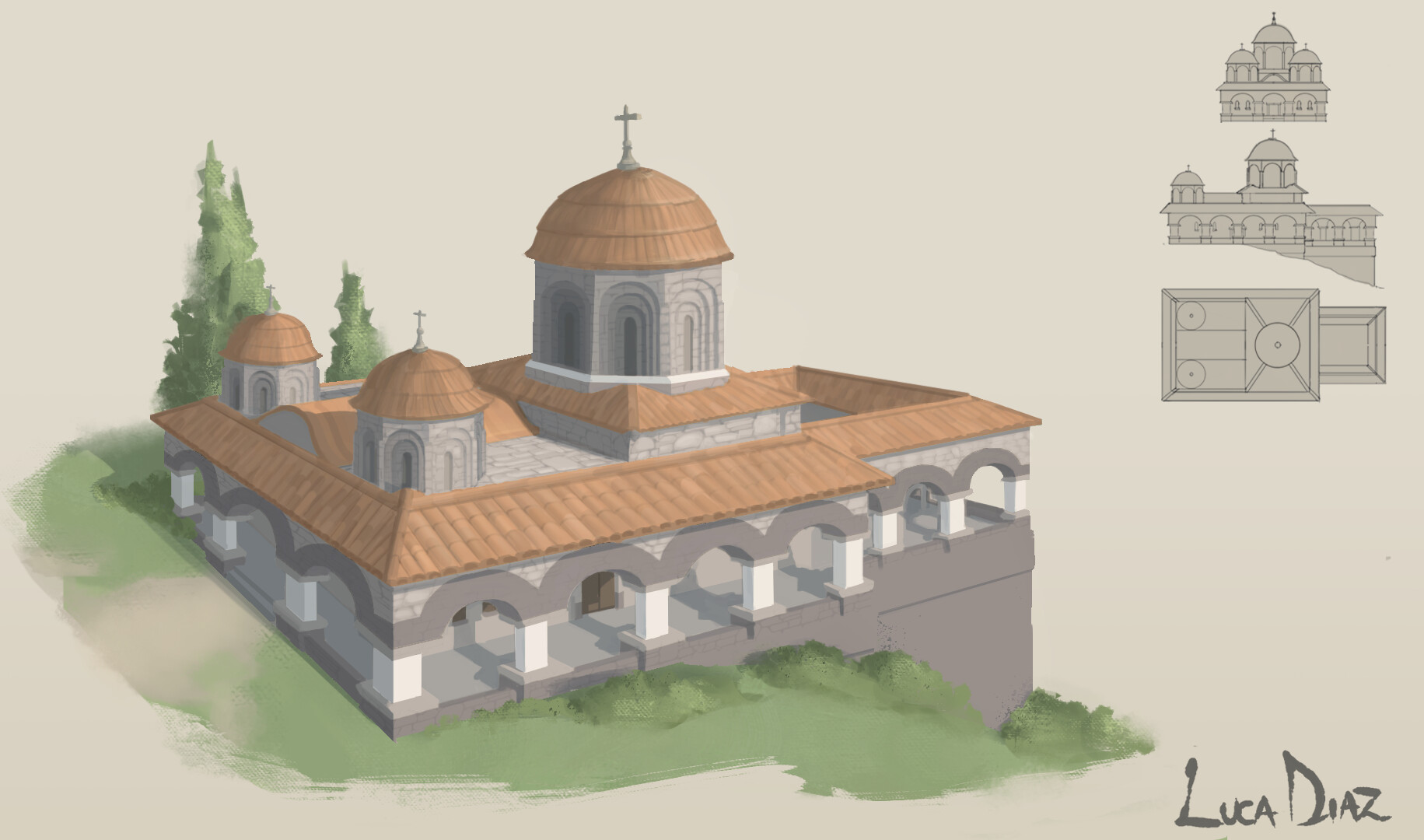ArtStation - byzantine monastery concept
