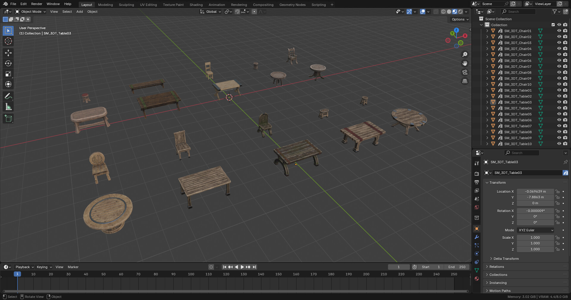 3D Tudor - Stylized Medieval Tables & Chairs Pack for Blender & Game ...