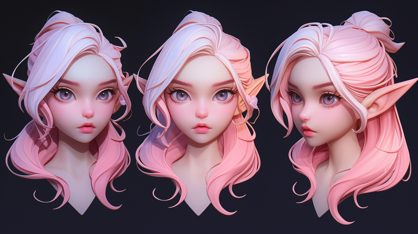 3D Head Sculpt References in 4K - Tika Art - +300 Chibi Fairy Female ...