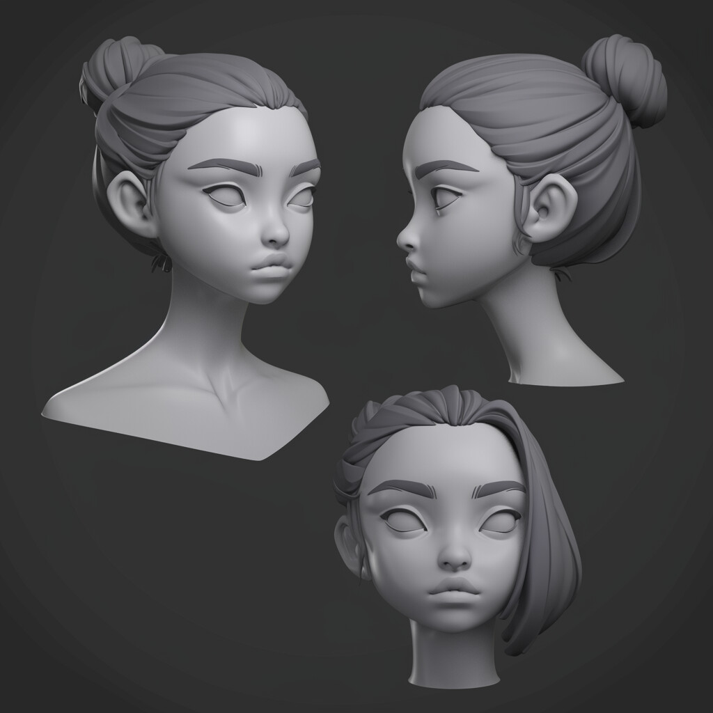 3D Head Sculpt References in 4K - Tika Art - +300 Raw Stylized Female ...