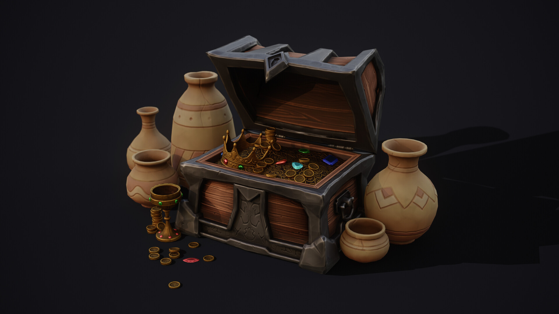 JustCreate - Unity & Unreal Engine 3D Assets - Chest with Gold for Stylized Dungeons