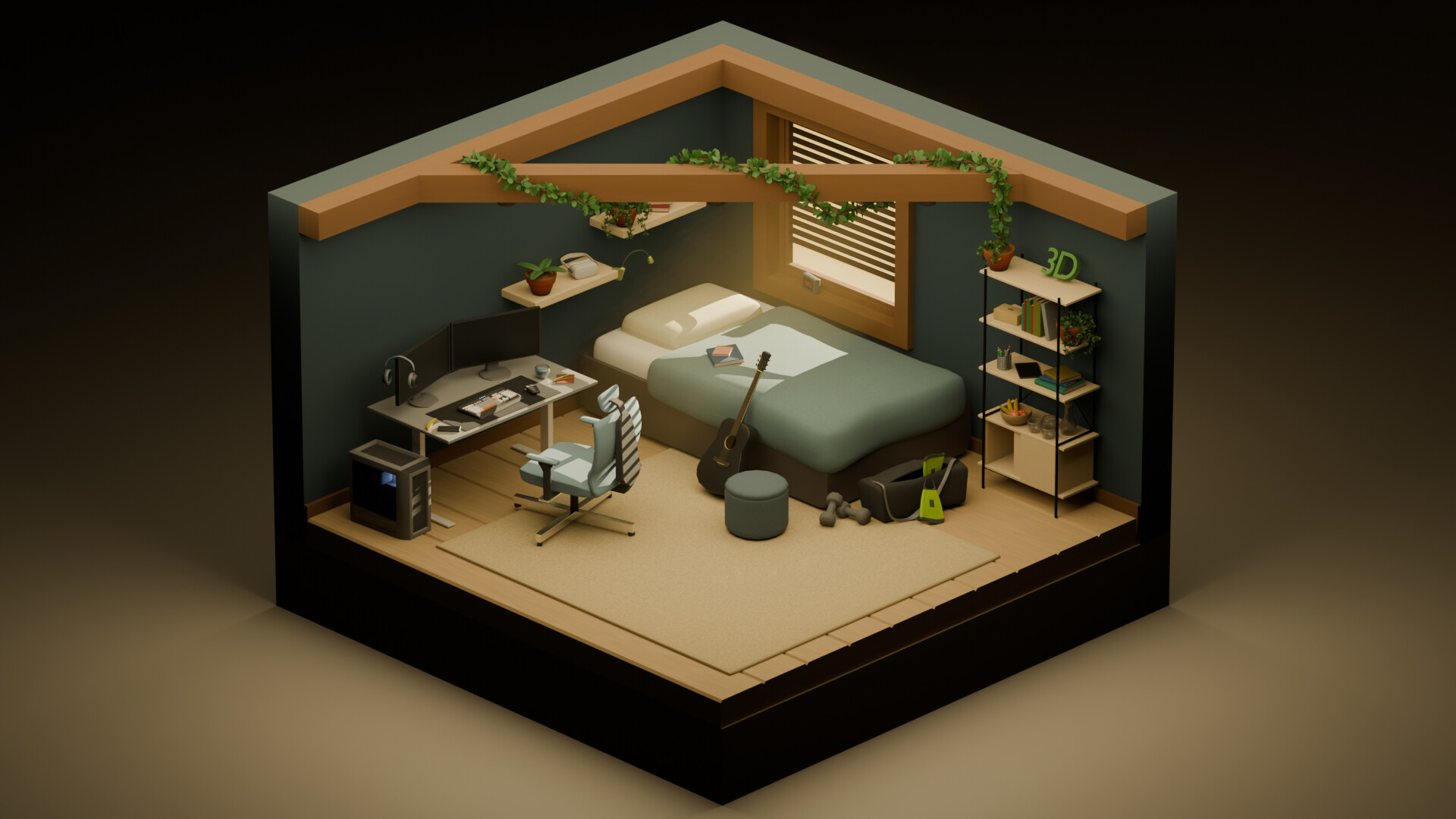 ArtStation - Isometric Morning Bedroom