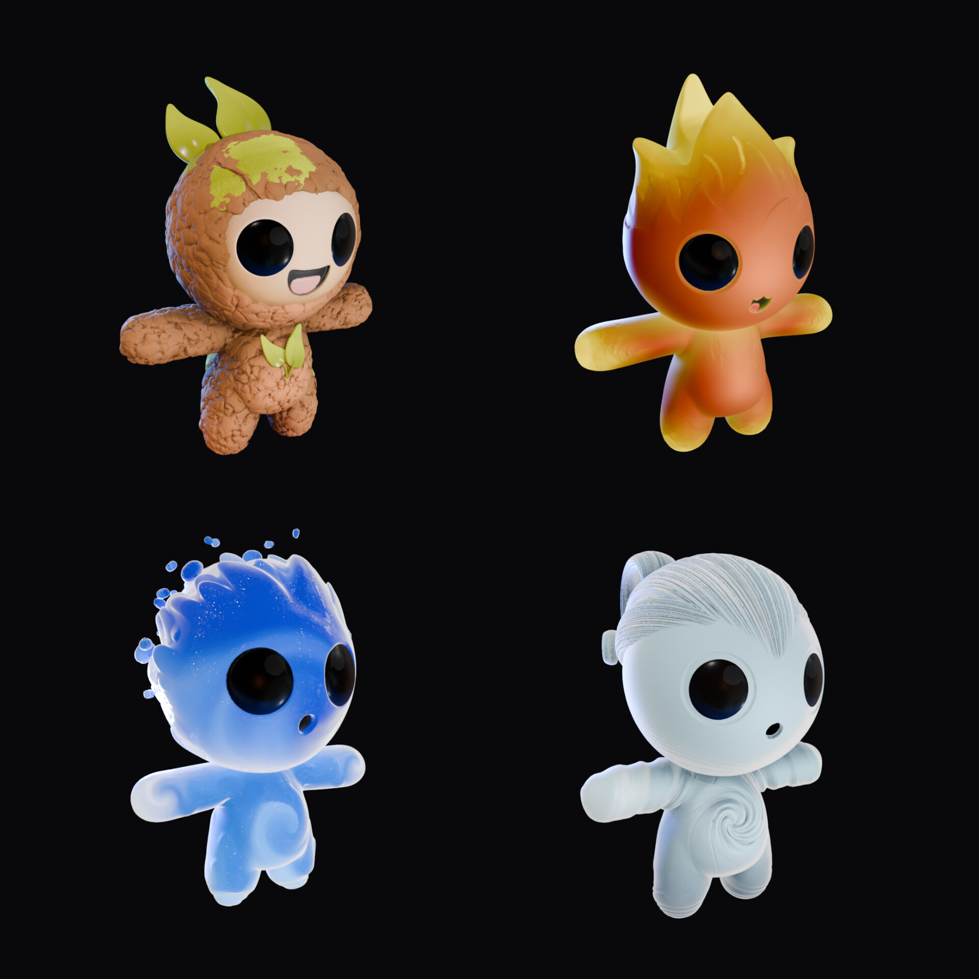 ArtStation - Chibis Elemental Spirits – Guardians of Nature