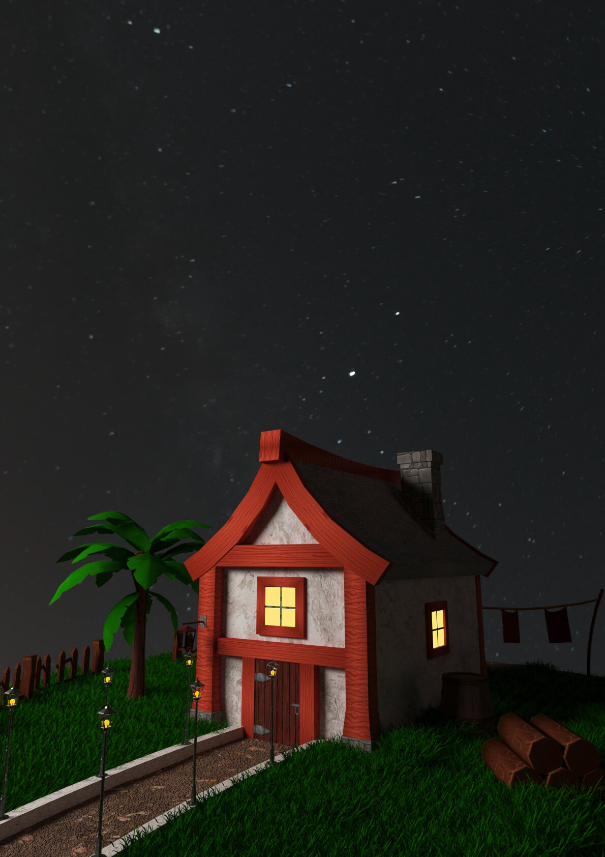ArtStation - low poly haunted fantasy house