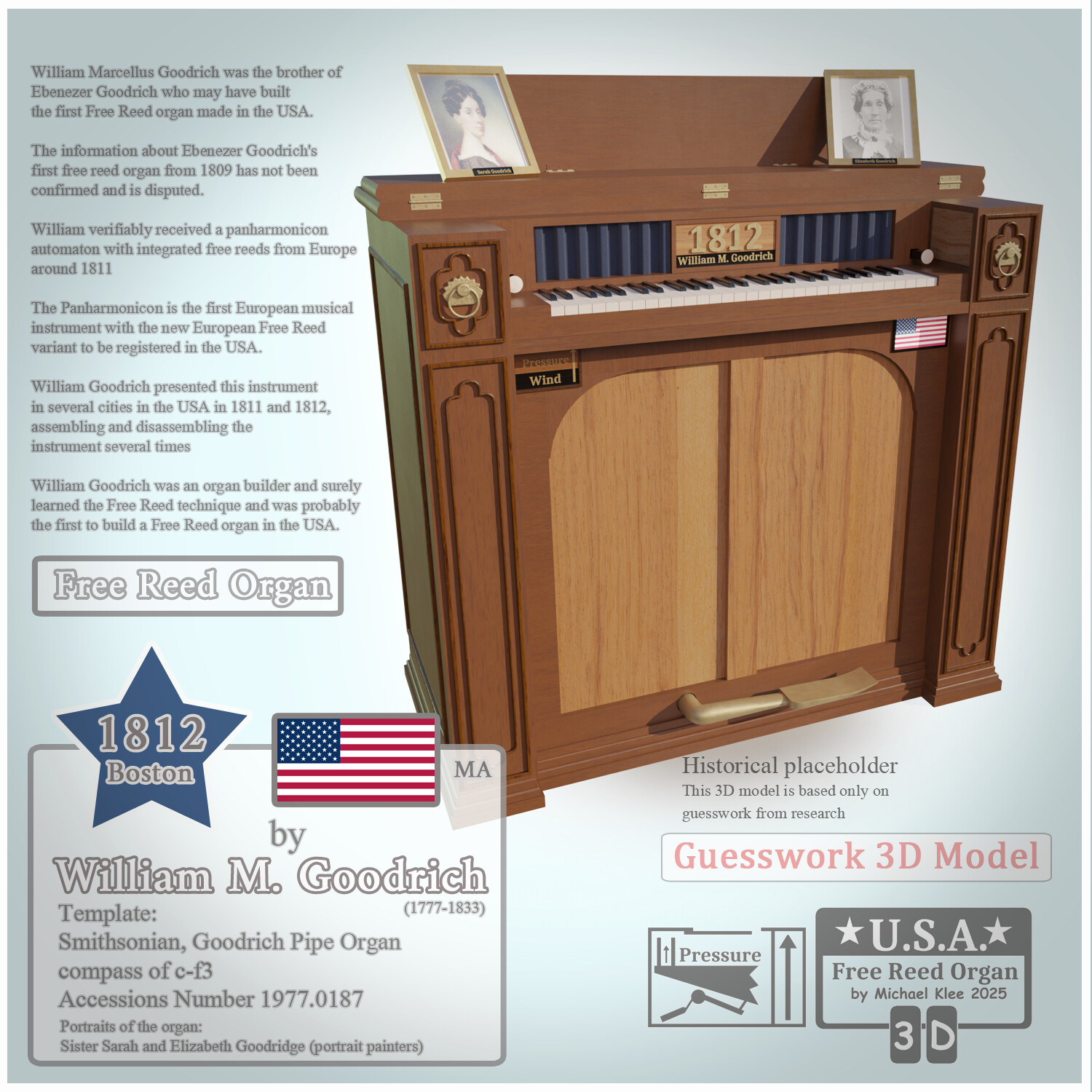 Michael Klee - USA Free Reed Organ History - 1st Free Reed Organ in USA