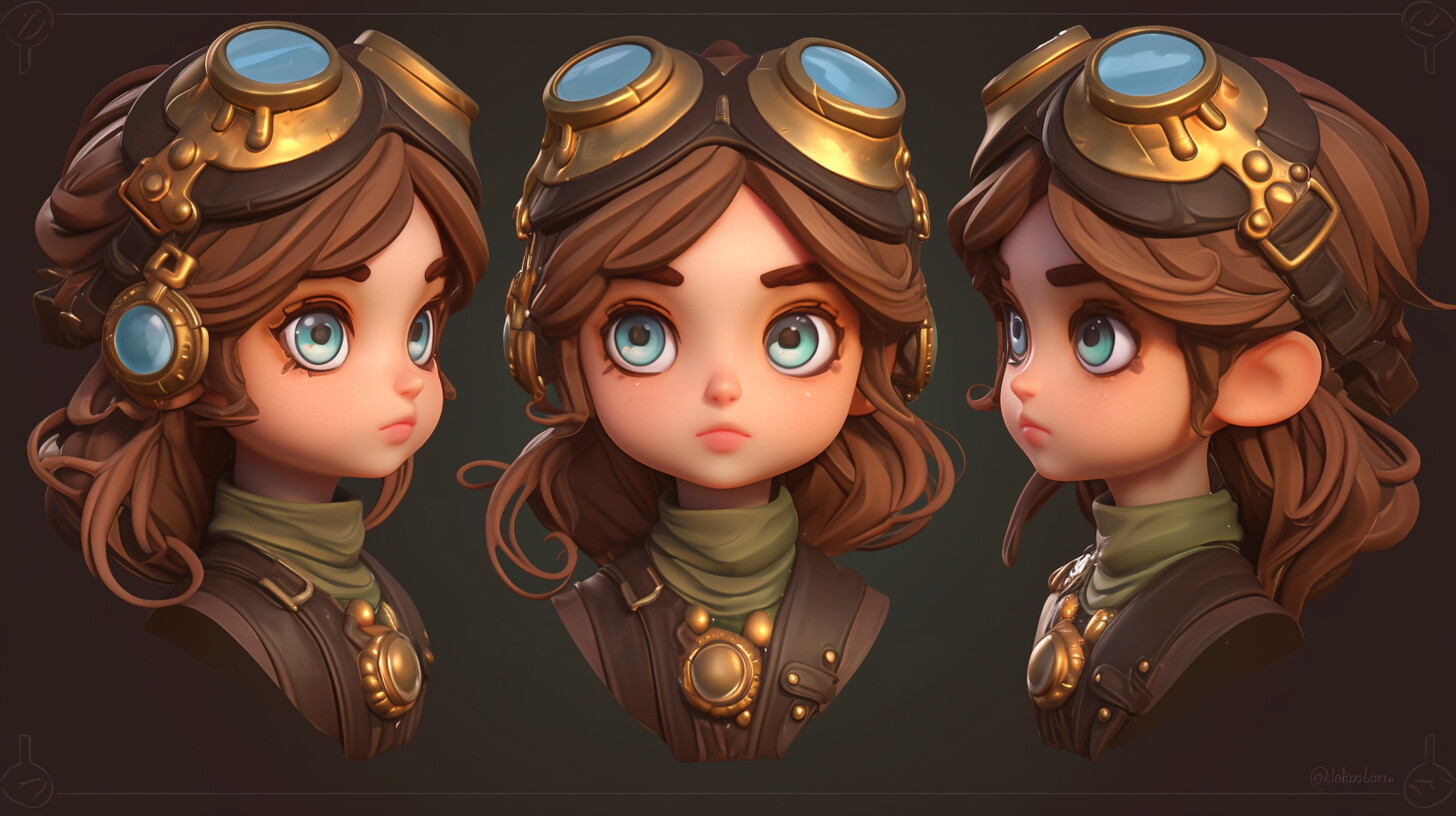 3D Head Sculpt References in 4K - Tika Art - +300 Chibi Steampunk ...