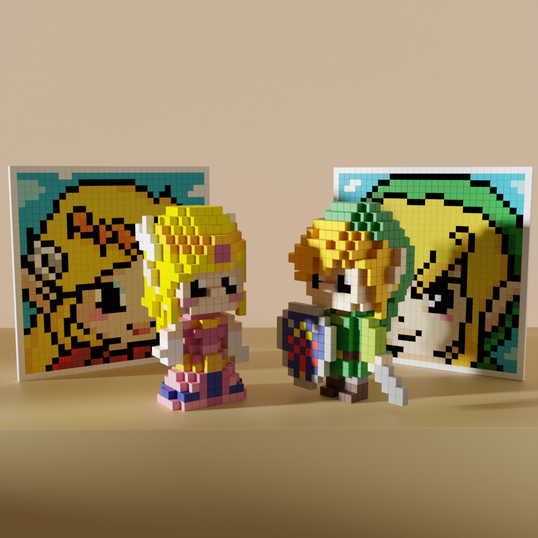 ArtStation - Link Zelda The Legend of Zelda Voxel Stylized Cubic