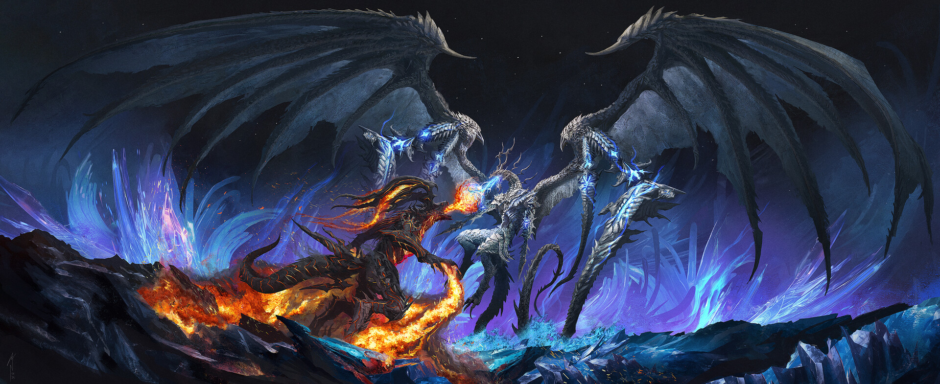 ArtStation - Magic: The Gathering - Ifrit vs Bahamut