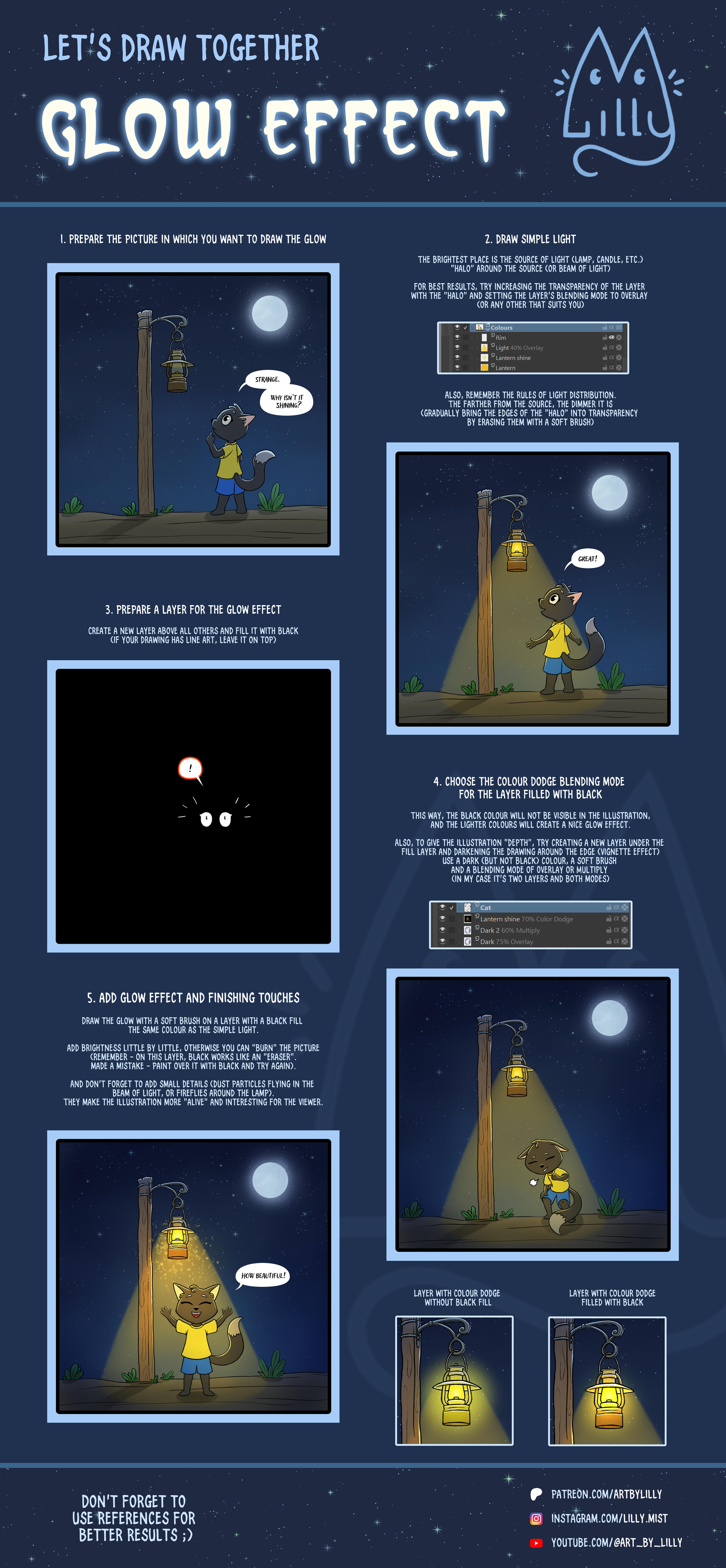 how to draw glowing light