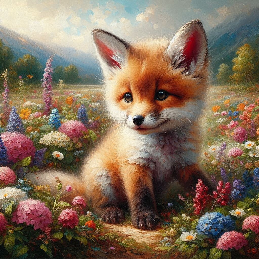ArtStation - Fox Cub in Meadow