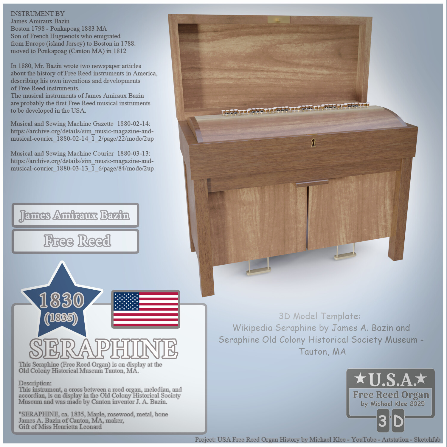 Michael Klee - USA Free Reed Organ History - James Amiraux Bazin - Free ...