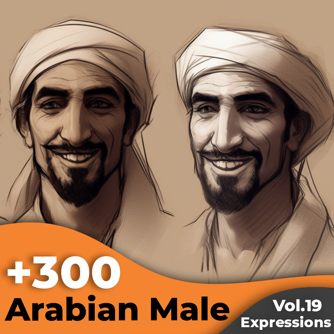 ArtStation - +300 Arabian Male Facial Expressions Sketch Reference Images(4k)