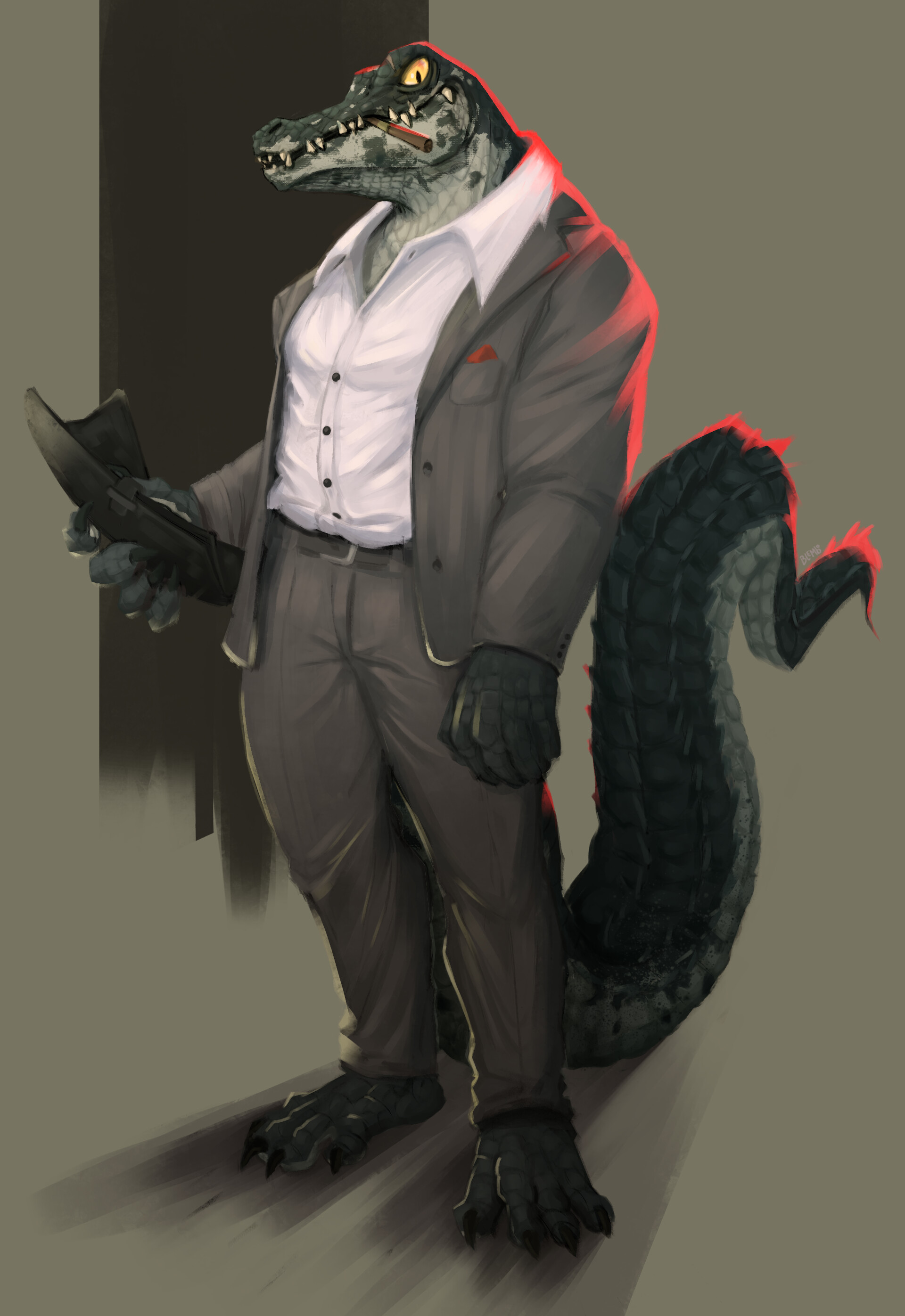 ArtStation - D&D Character Commission - Caiman/crocodile on a suit
