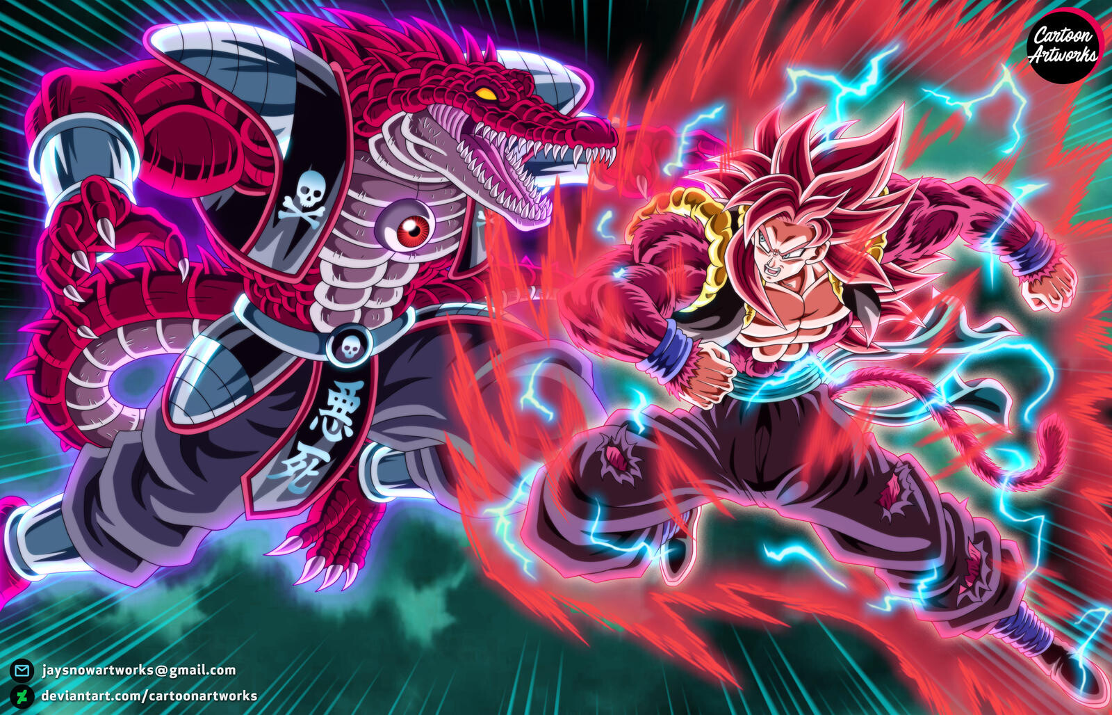 ArtStation - Xeno Gogeta SS4 VS Croc OC = COMMISSION