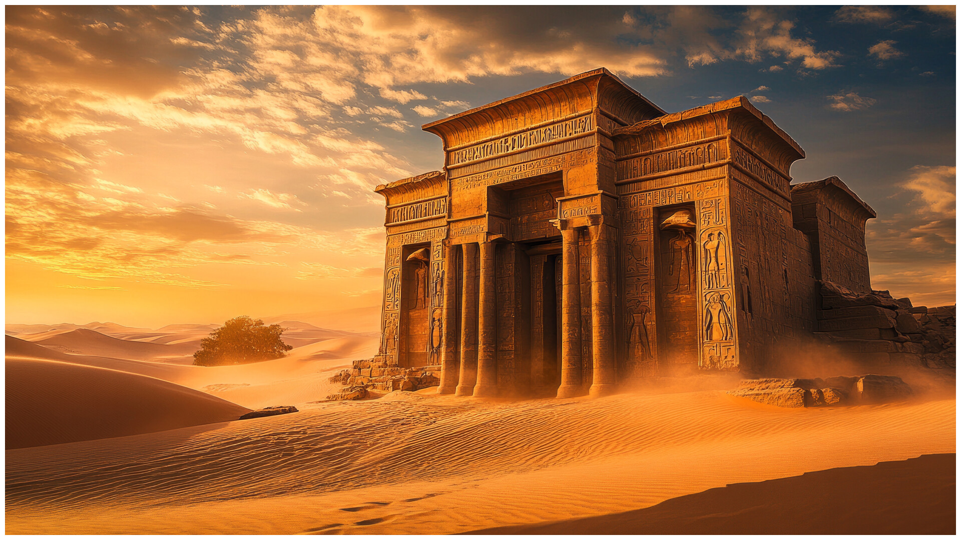 Isabelle ¥¥ - 500 CINEMATIC VIEW OF AN ANCIENT DESERT TEMPLE