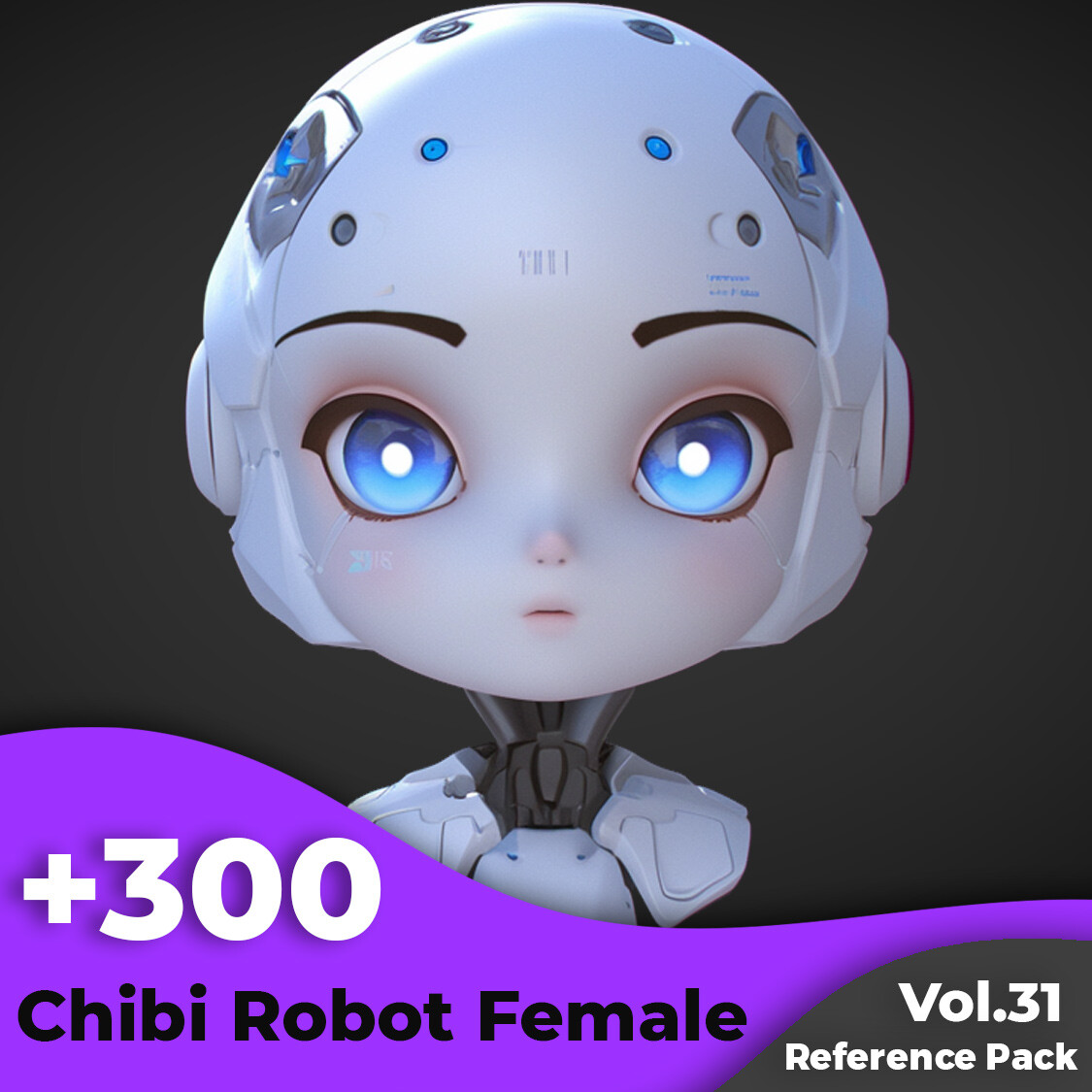 3D Head Sculpt References in 4K - Tika Art - +300 Chibi Robot Female ...