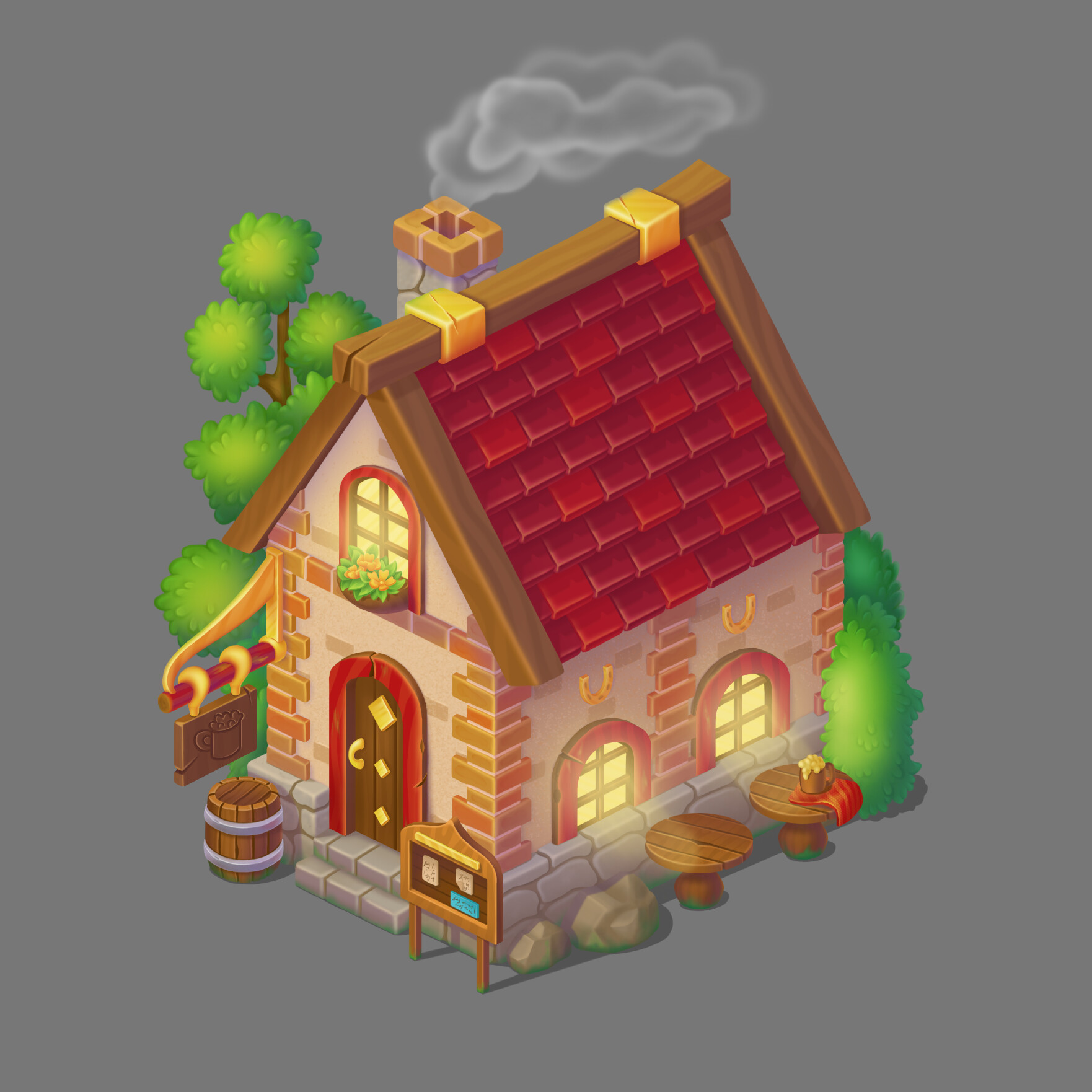 ArtStation - Cozy Medieval Tavern - Isometric Art