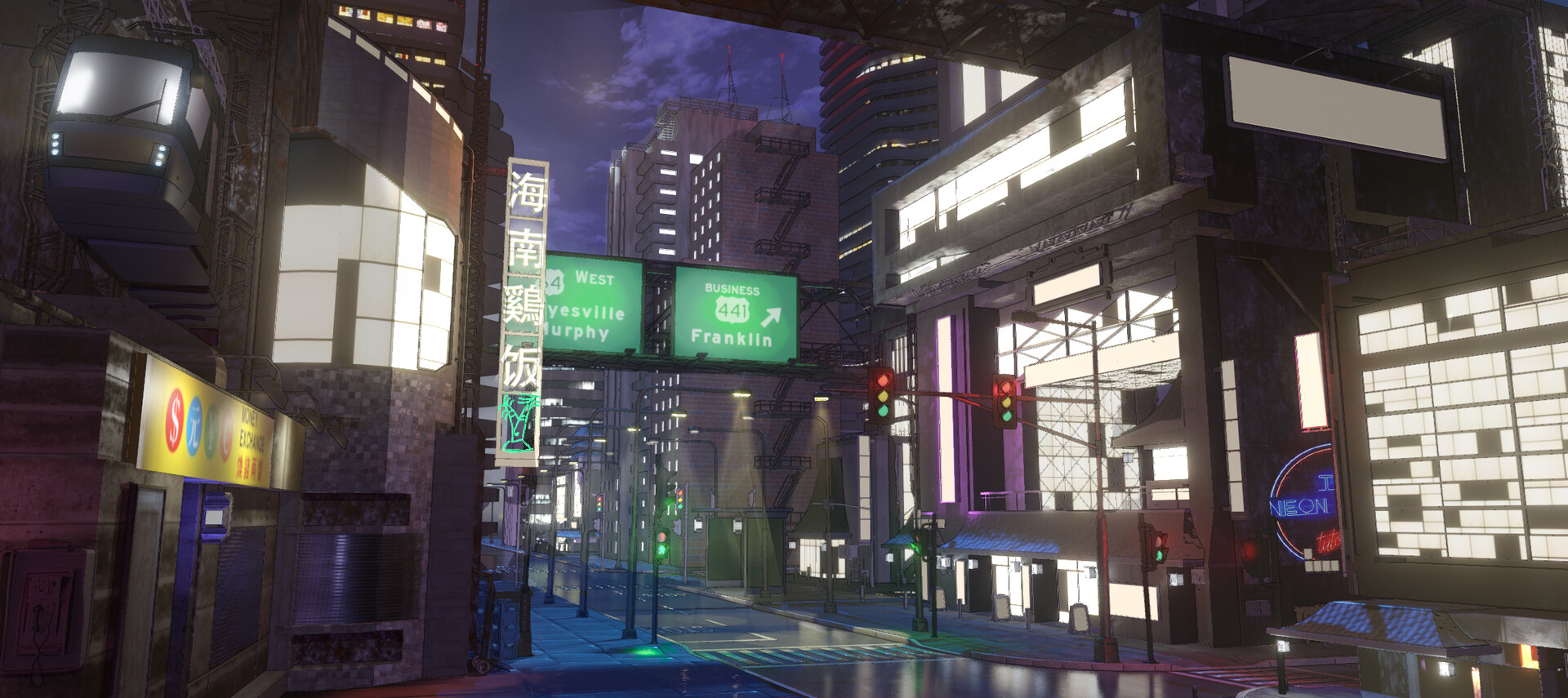 ArtStation - City night scene