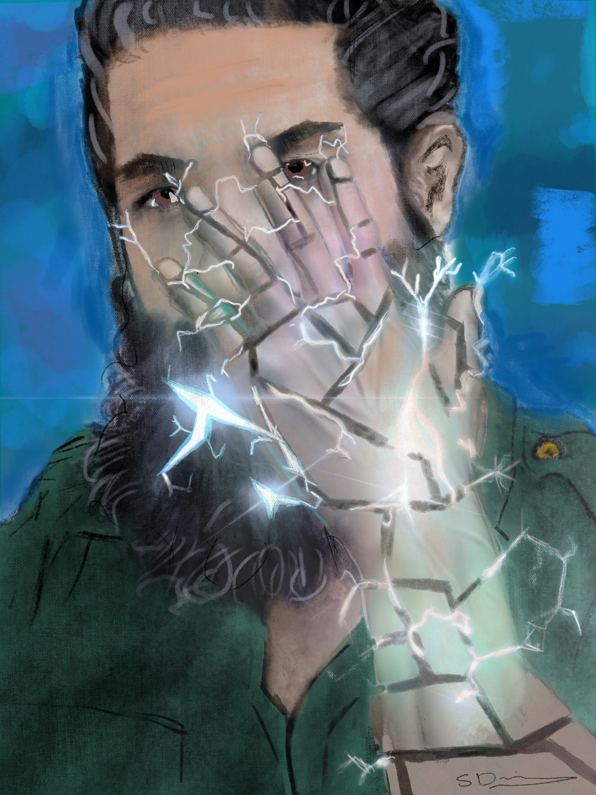 ArtStation - iPad/Procreate Tests - Man with Electric Powers