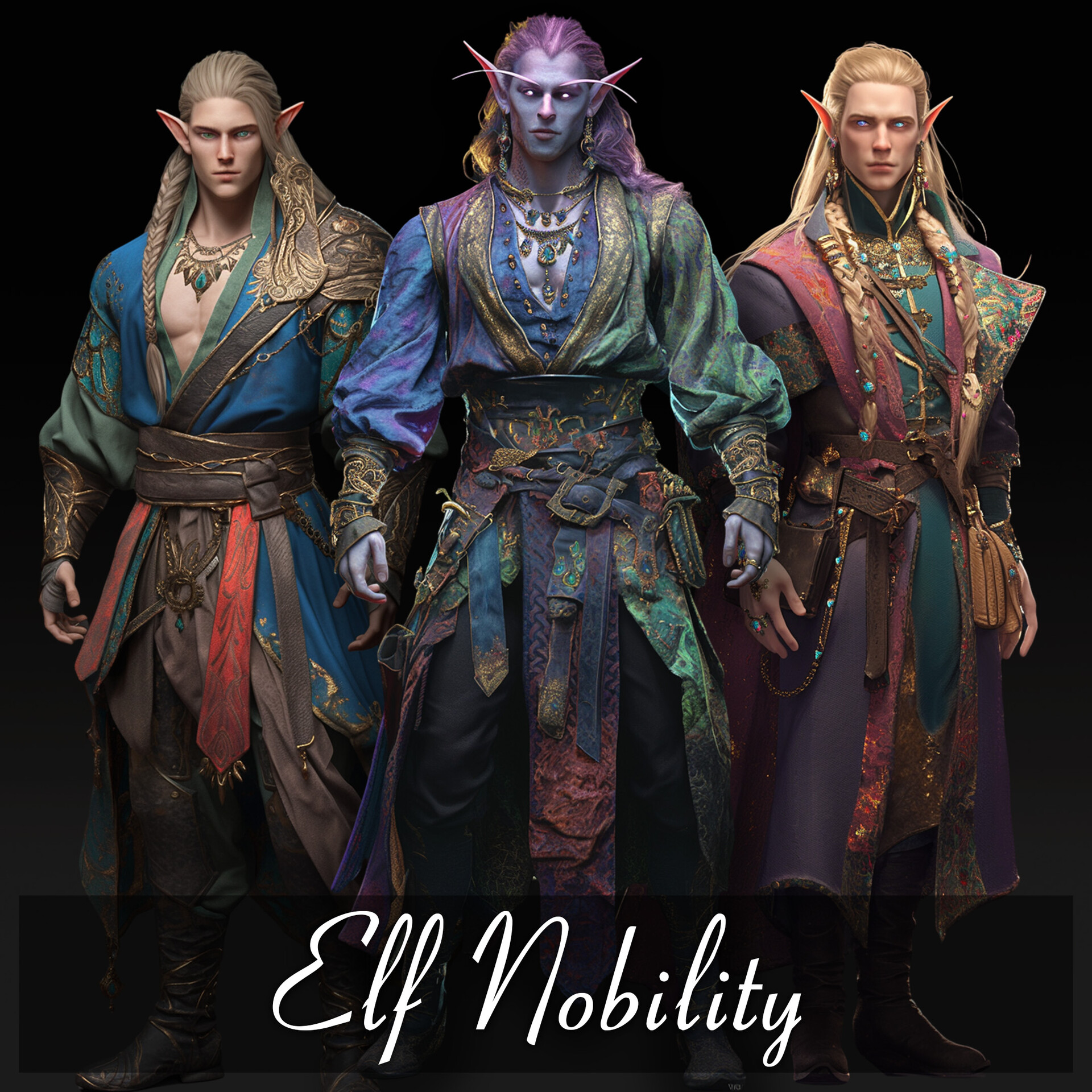 ArtStation - 500 Fantasy Male Elf Nobility (Full Body) - Character Reference Image Pack | 4K | v.51