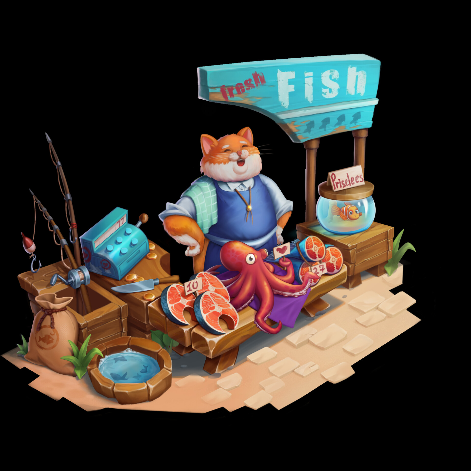 ArtStation - Concept art "Cat seller"