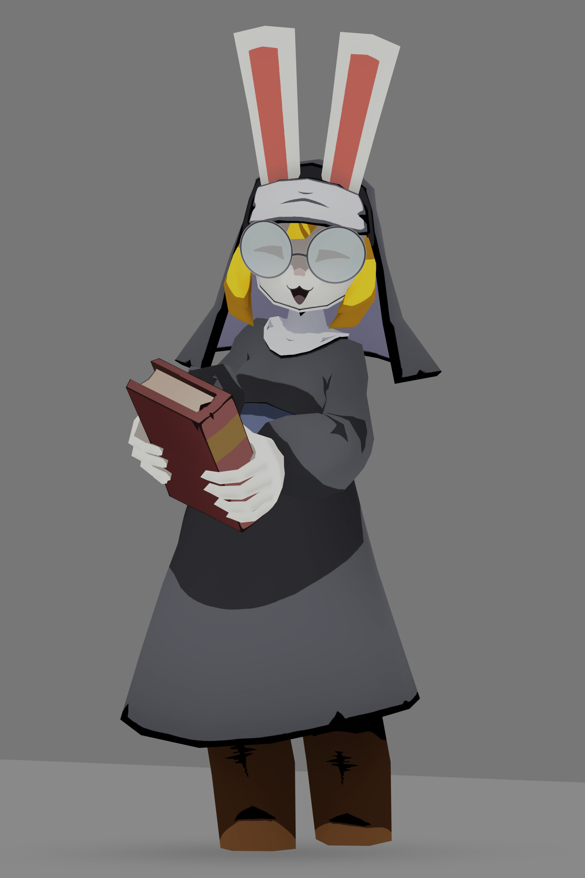 ArtStation - 3D Modeling: Nun Bun (Low Poly Hand Paint) Based on [Jaya ...