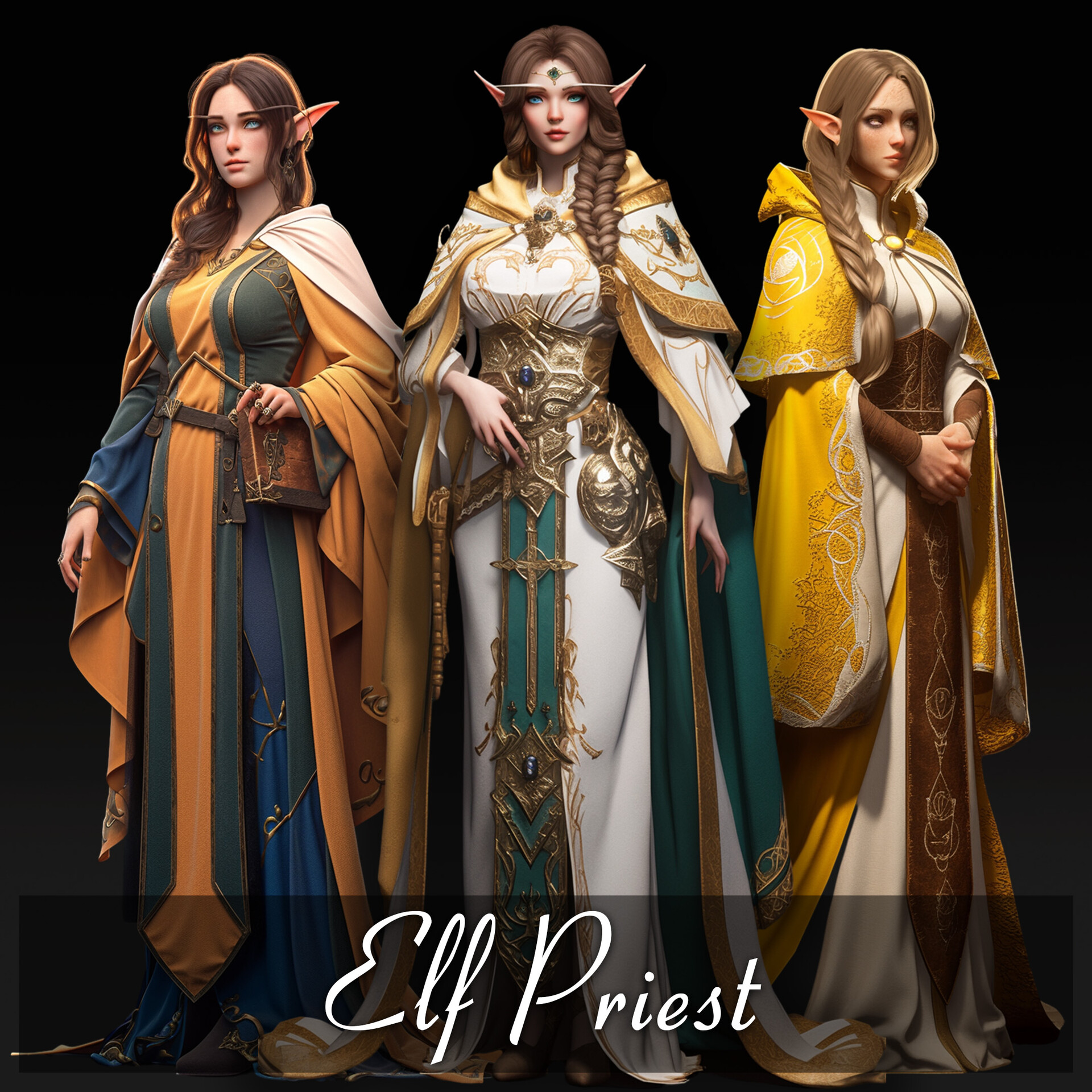 ArtStation - 500 Fantasy Female Elf Priest (Full Body) - Character ...