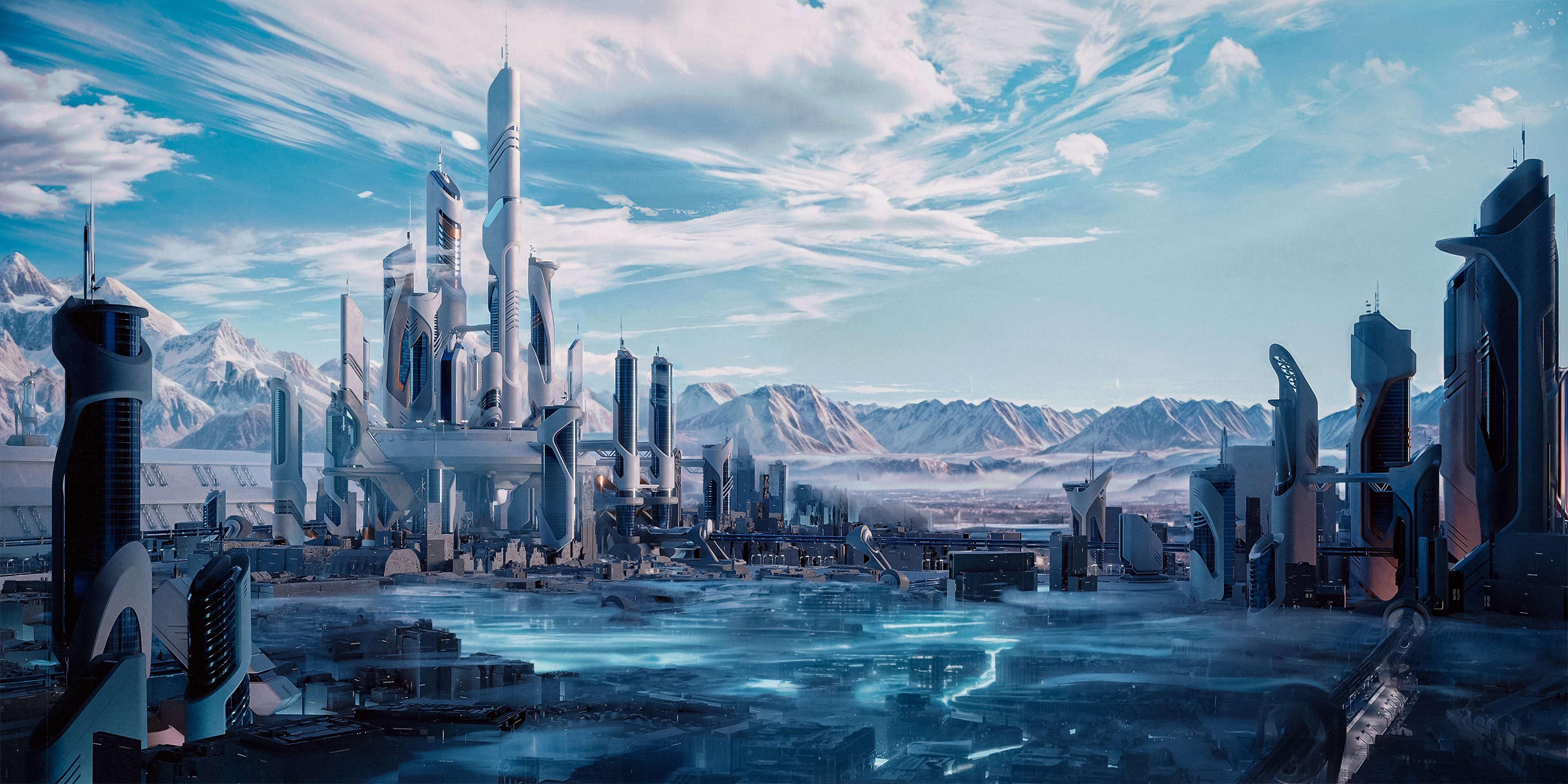 future city background 4k