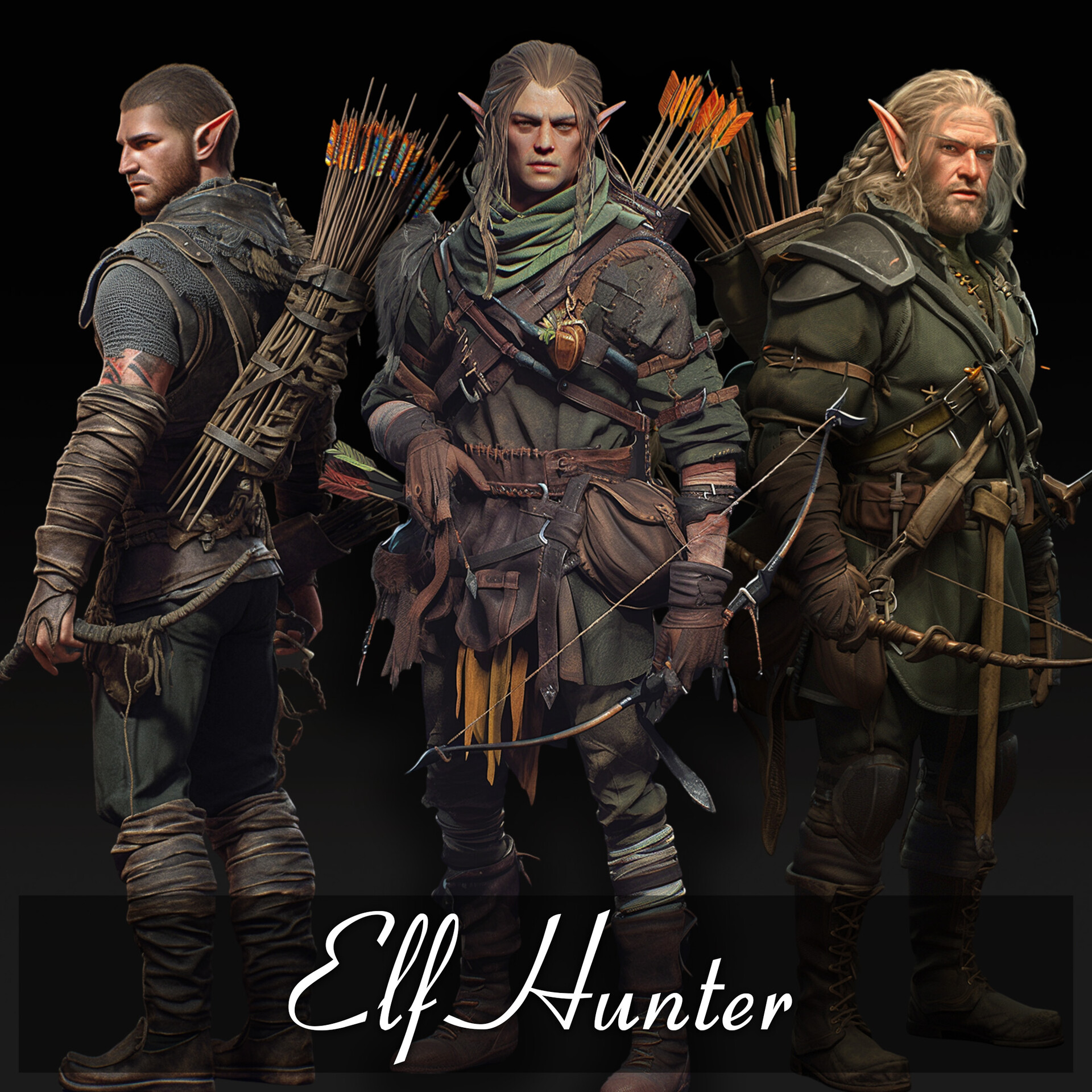 ArtStation - 500 Fantasy Male Elf Hunter (Full Body) - Character ...
