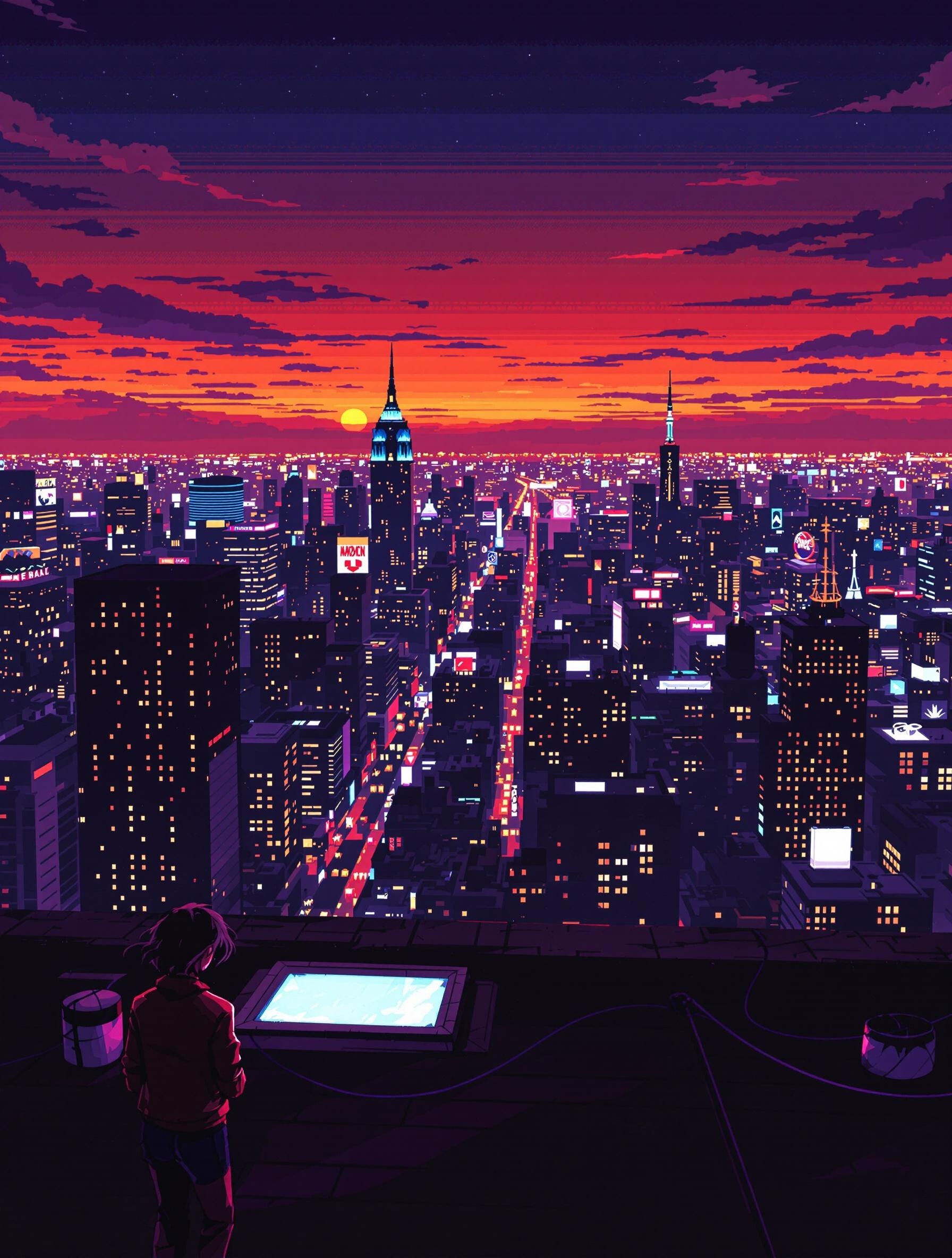 ArtStation - Silent Heights - A Cyberpunk Rooftop View