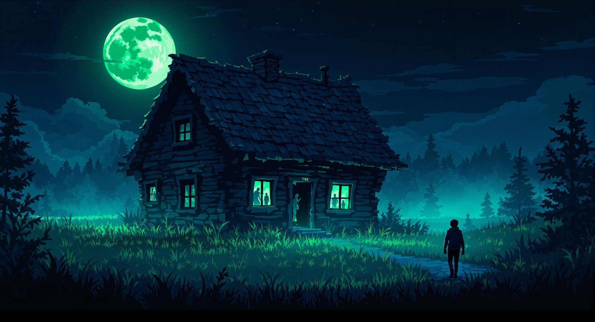 ArtStation - Phantom Glimmers: A Haunted Pixel Nightscape
