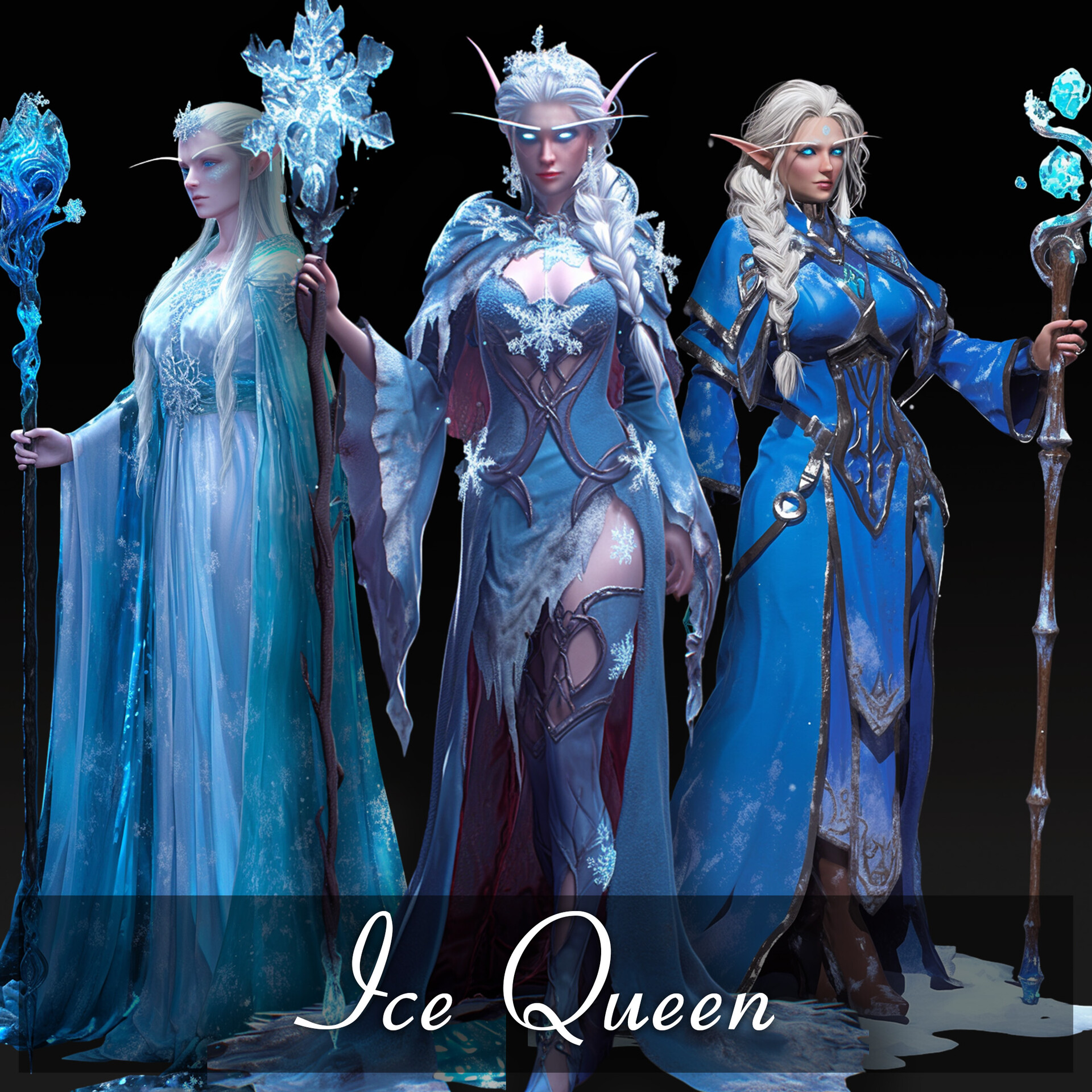 ArtStation - 500 Fantasy Ice Queen (Full Body) - Character Reference ...