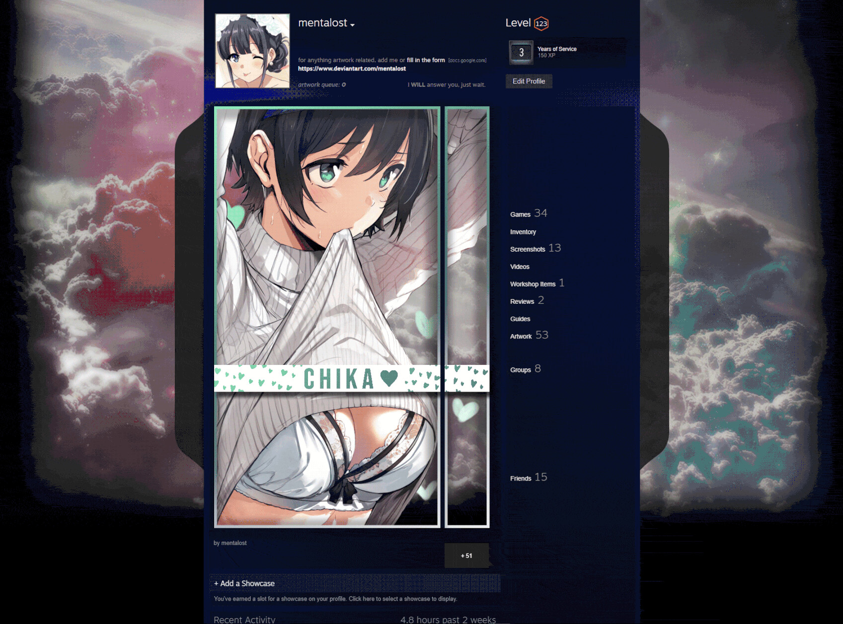 ArtStation - Animated Steam Profile Artwork - Ruka Sarashina - Kanojo Okarishimasu