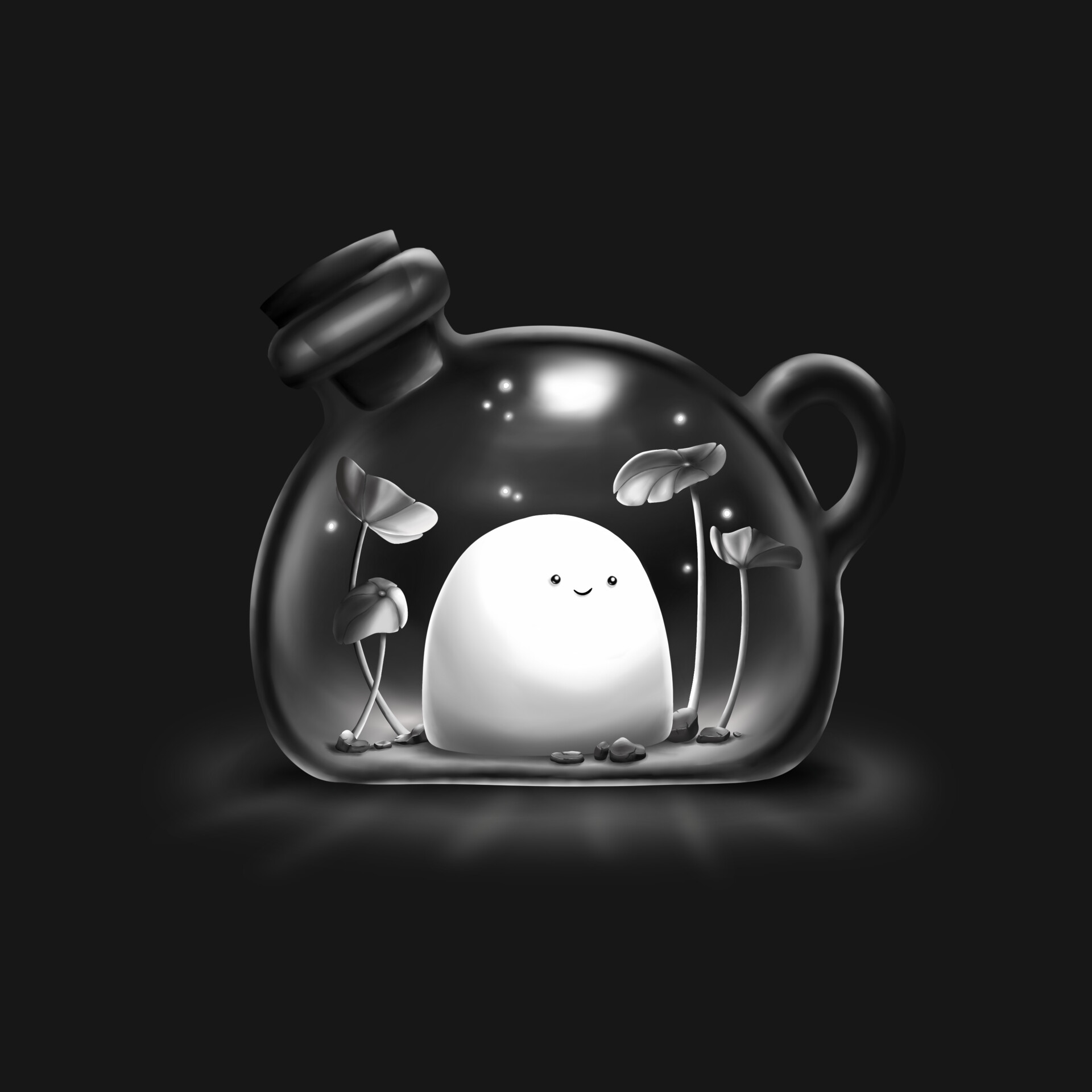 ArtStation - Cute Slime in a Glass Kettle – A Study in Glass Rendering