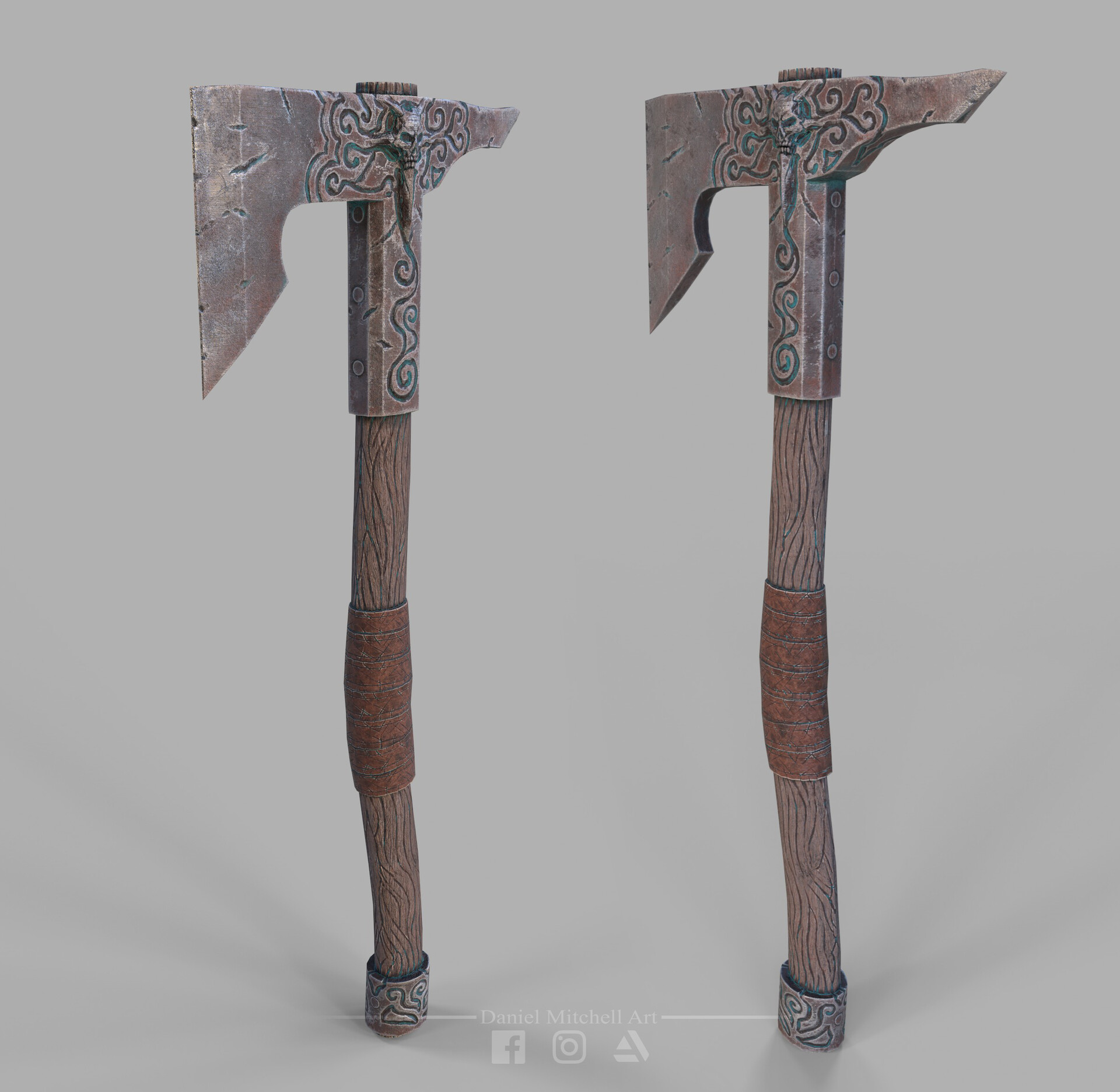 ArtStation - Gothic Skull Axe 3D Model