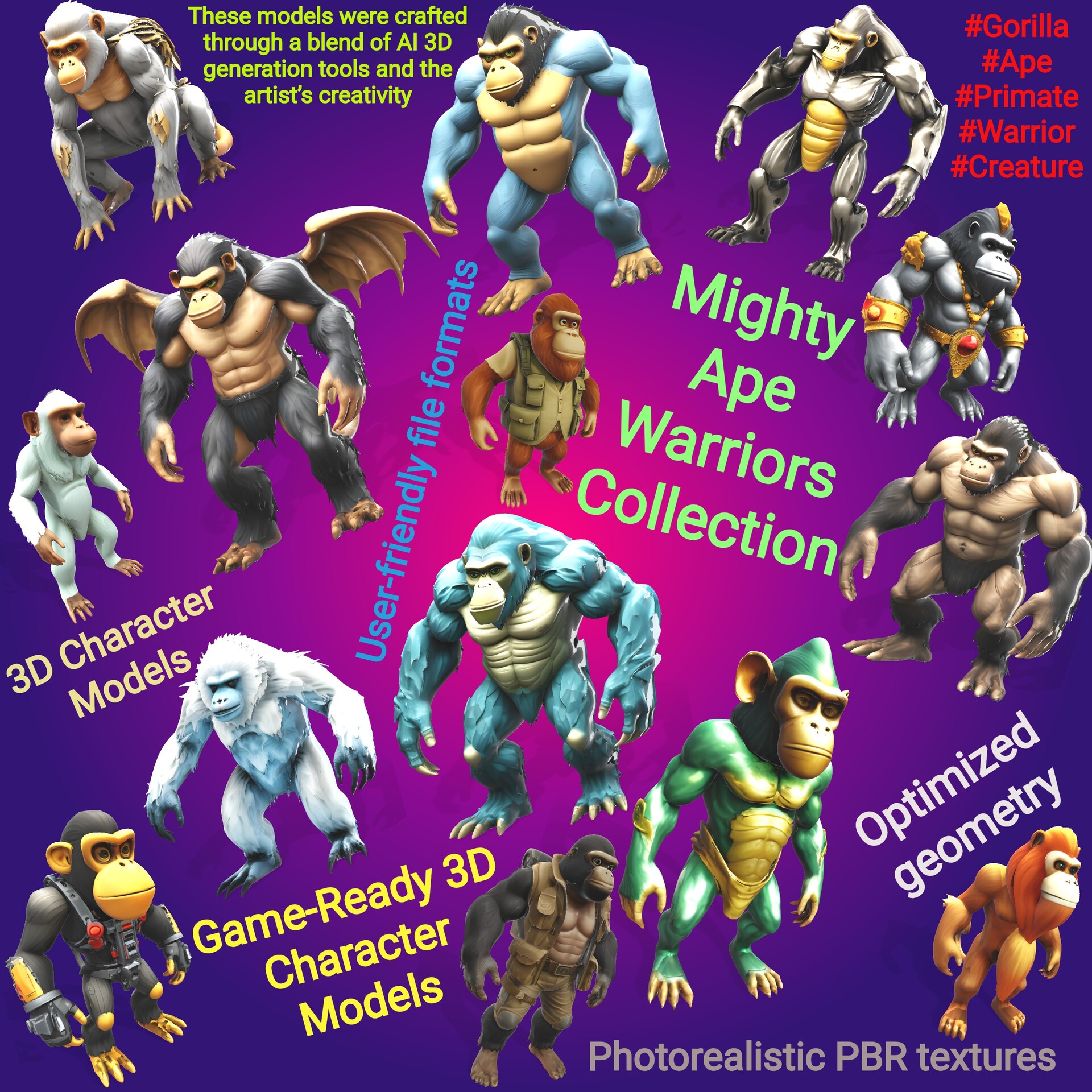 ArtStation - Mighty Ape Warriors Collection 3D Model
