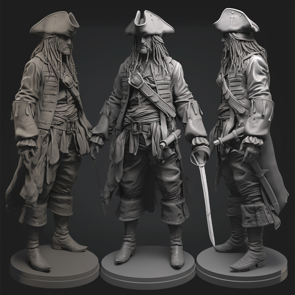 3D Head Sculpt References in 4K - Tika Art - +250 Pirate Male Reference ...