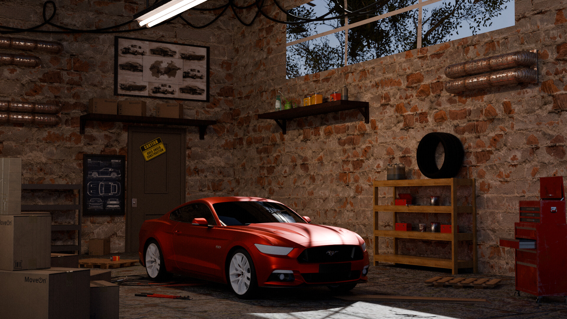 ArtStation - Ford Mustang – Garage Scene