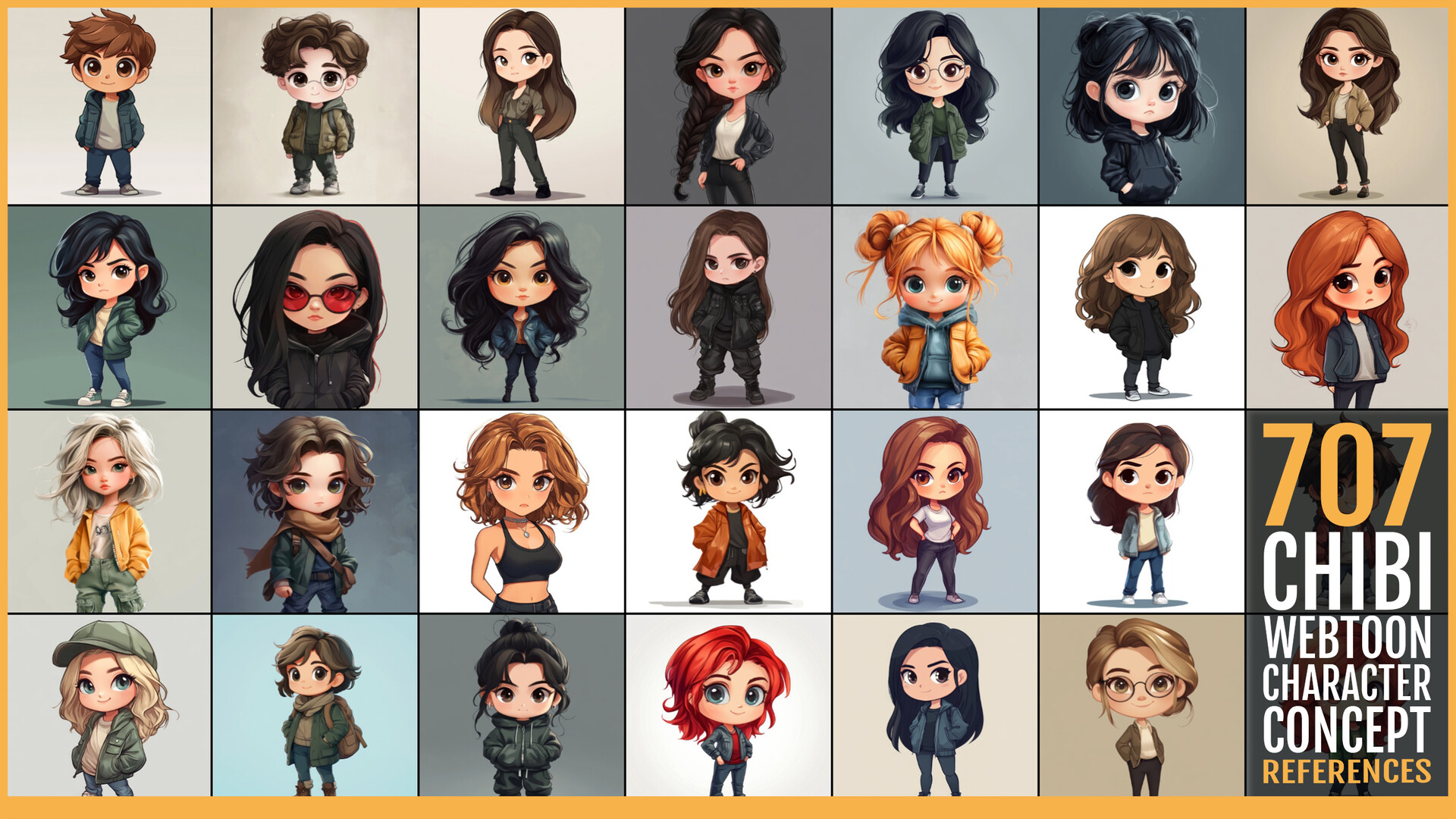 Artificial Dimension - 707 Chibi Webtoon Character Concept