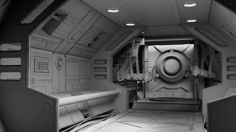 ArtStation - Inside a mechanical spaceship
